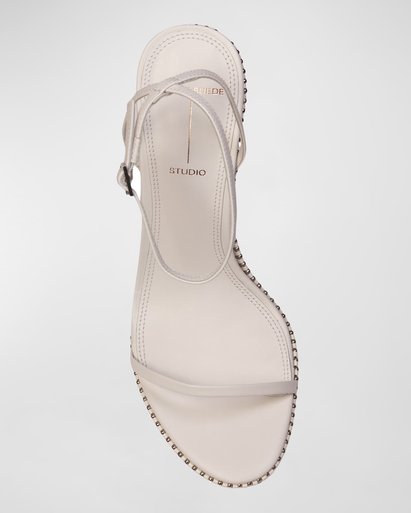 Black Suede Studio Leather Stud Ankle-Strap Sandals | Neiman Marcus