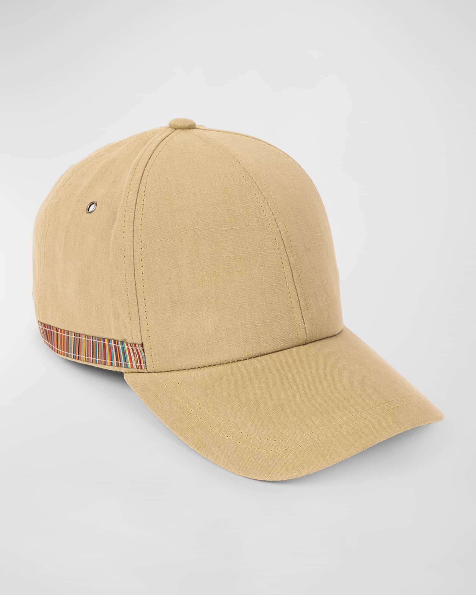 Paul Smith Men's Linen Baseball Cap with Stripe Trim | Neiman Marcus