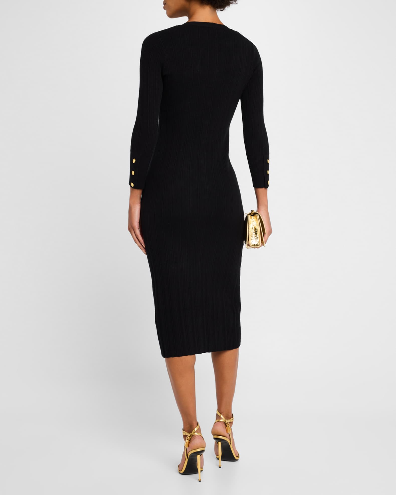 L'Agence Kyra Button-Front Duster Midi Dress | Neiman Marcus
