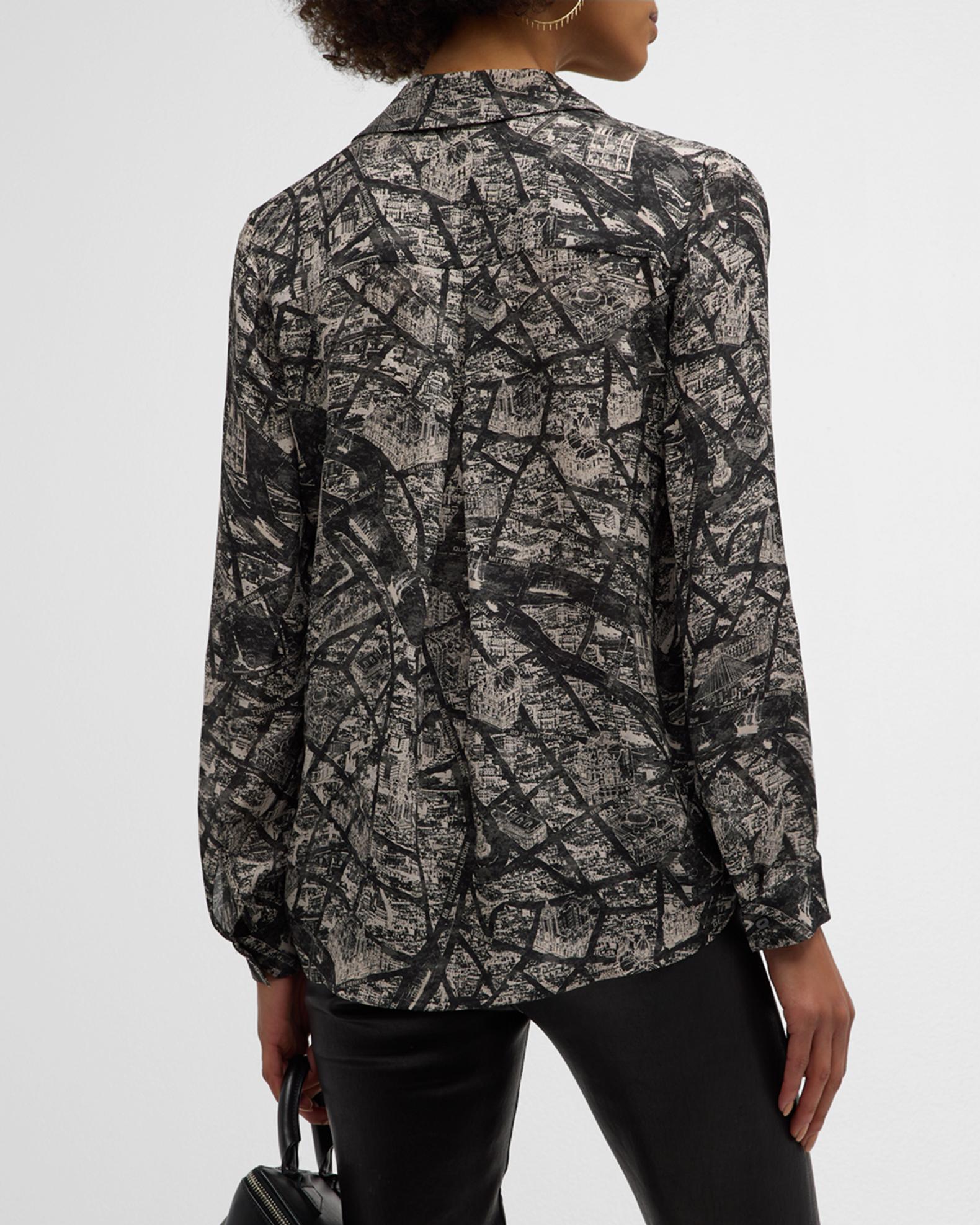 L'Agence Nina Paris Button-Front Silk Blouse | Neiman Marcus