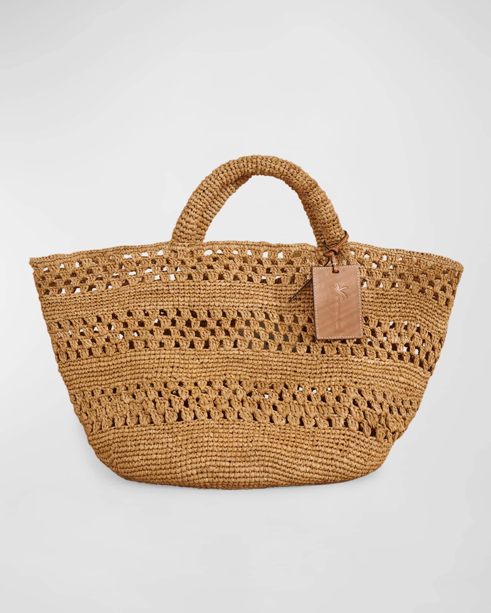 Manebi Woven Raffia Top-Handle Bag | Neiman Marcus