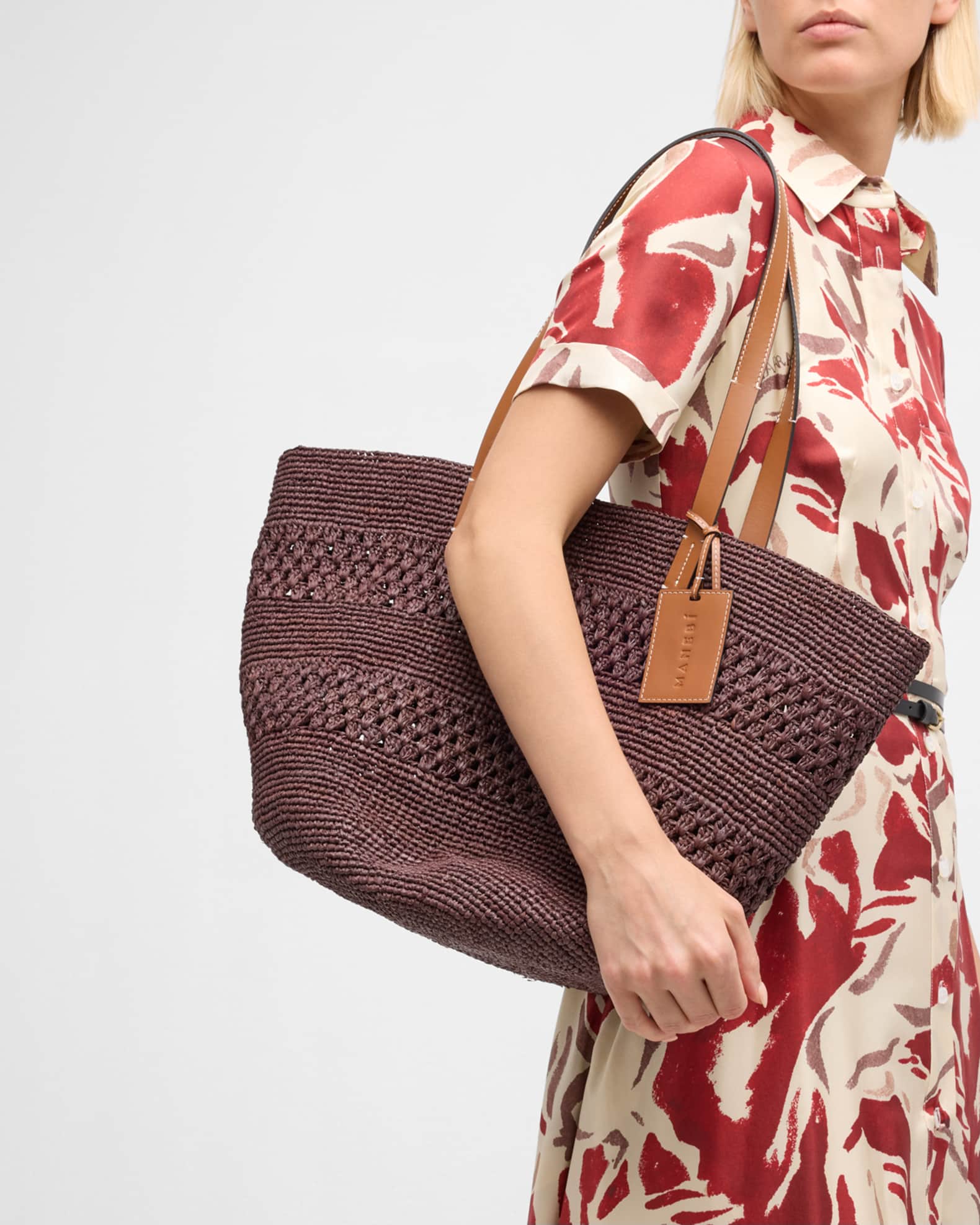 Manebi Woven Basket Tote Bag | Neiman Marcus