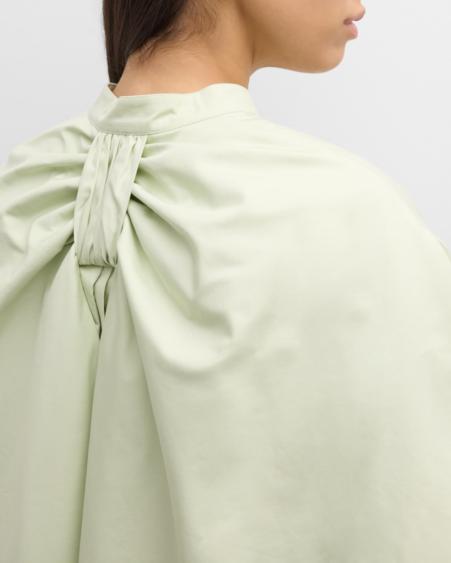 Simone Rocha Bow-Back Long-Sleeve Mini Shirtdress | Neiman Marcus