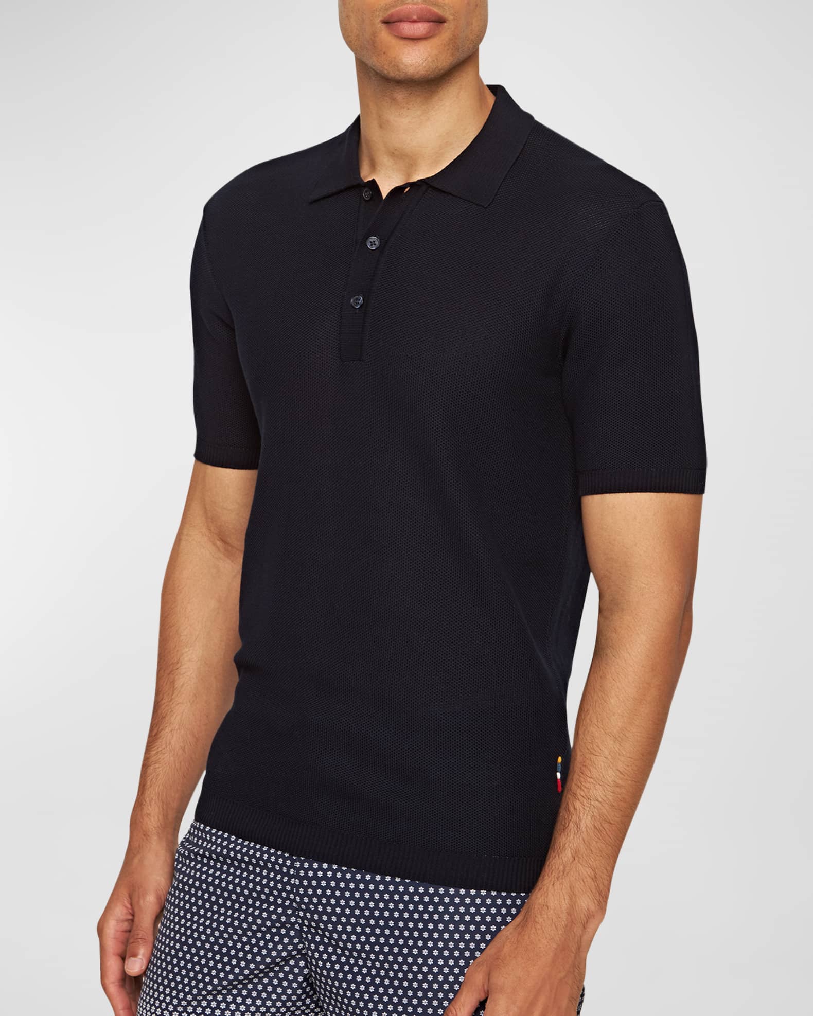 Orlebar Brown Men's Maranon Mercerized Waffle Stitch Polo Shirt ...