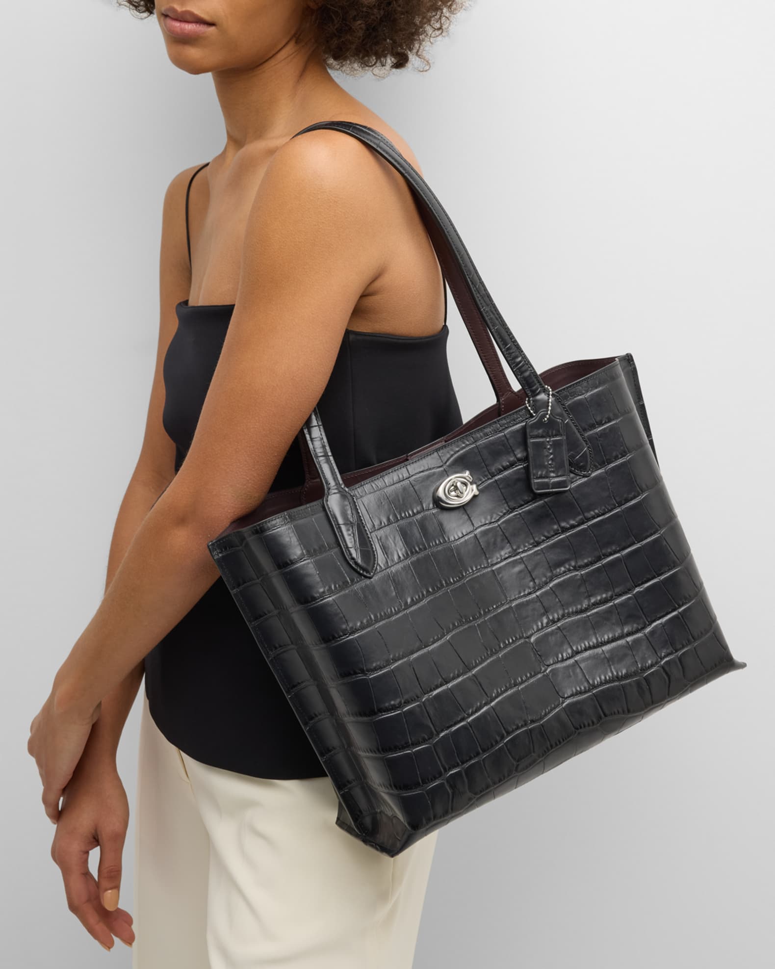 Coach Willow Croc-Embossed Leather Tote Bag | Neiman Marcus