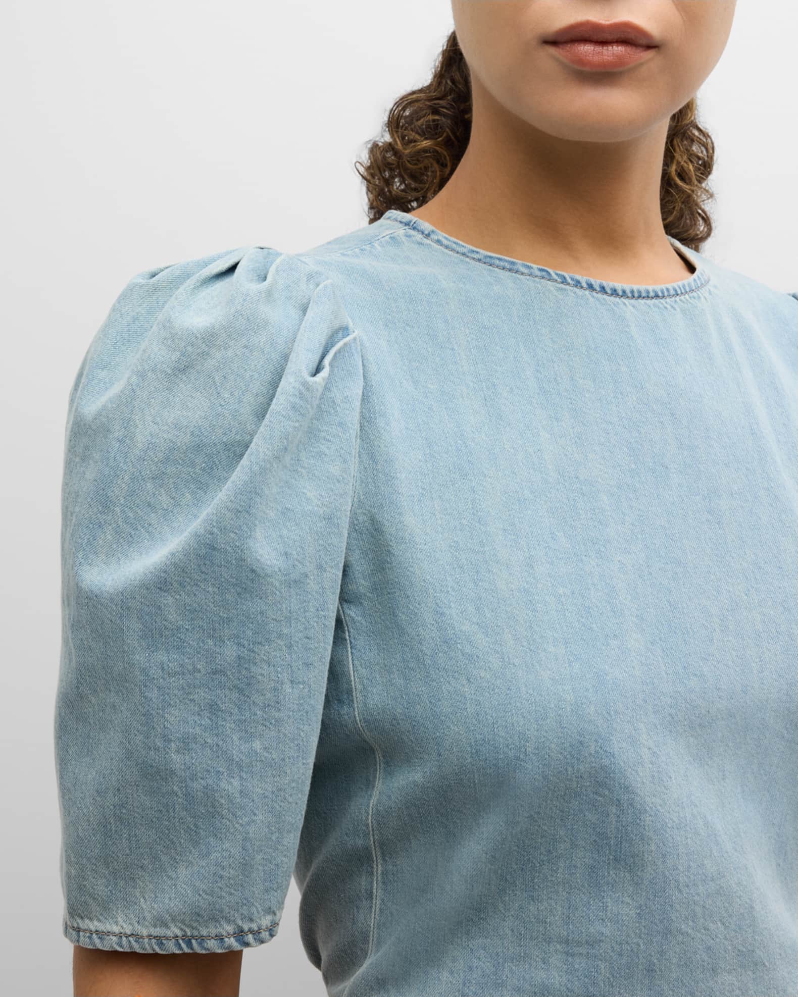 FRAME Denim Draped-Sleeve Blouse | Neiman Marcus