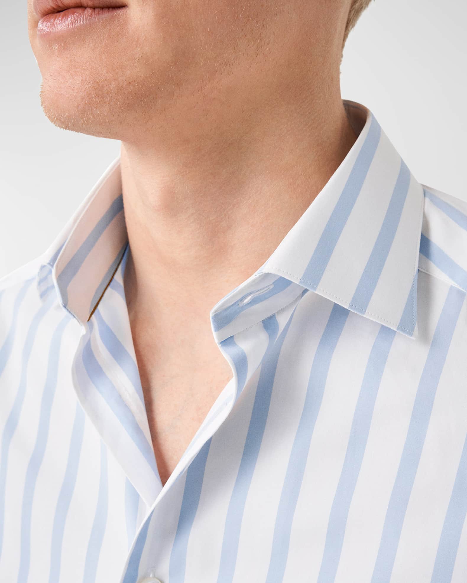 Eton Men's Contemporary Fit Striped Elevated Poplin Shirt | Neiman Marcus