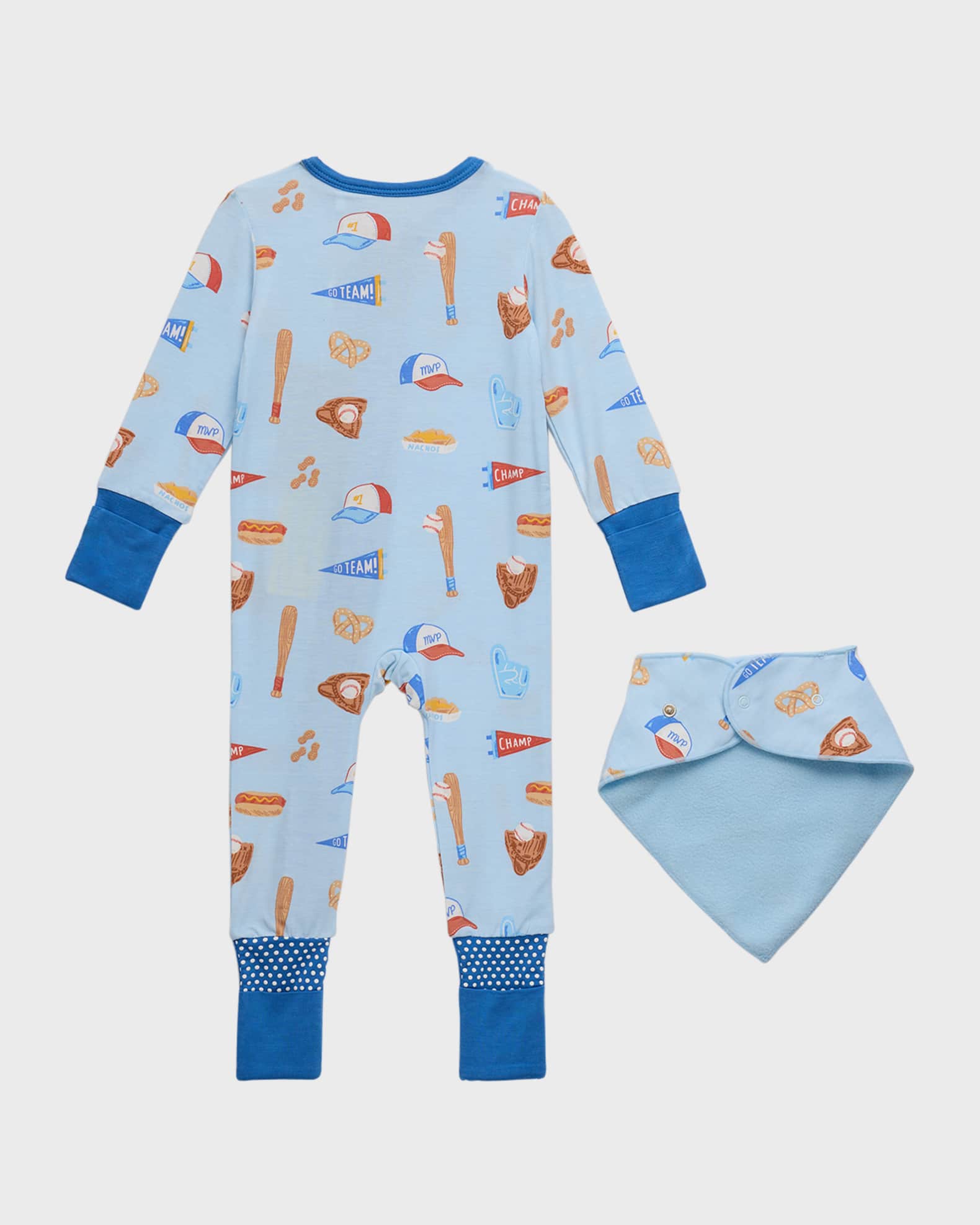 Angel Dear Boy's Baseball Zip-Up Footie with Bandana Bib, Newborn-24M ...