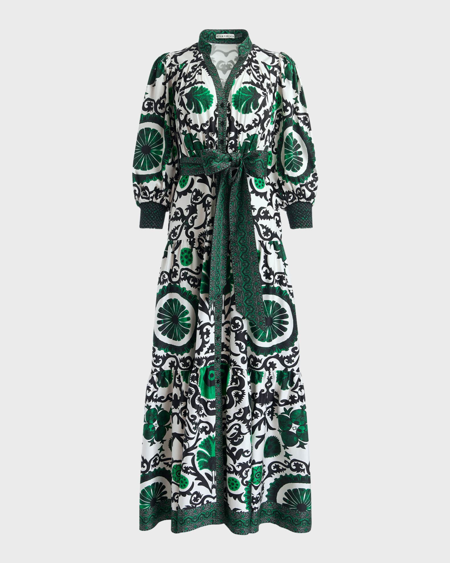 Alice + Olivia Cora Voluminous Tiered Shirtdress | Neiman Marcus