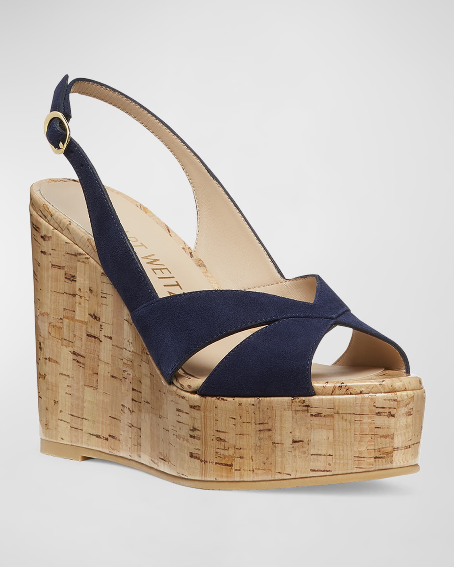 Stuart Weitzman Carmen Suede Slingback Wedge Sandals | Neiman Marcus