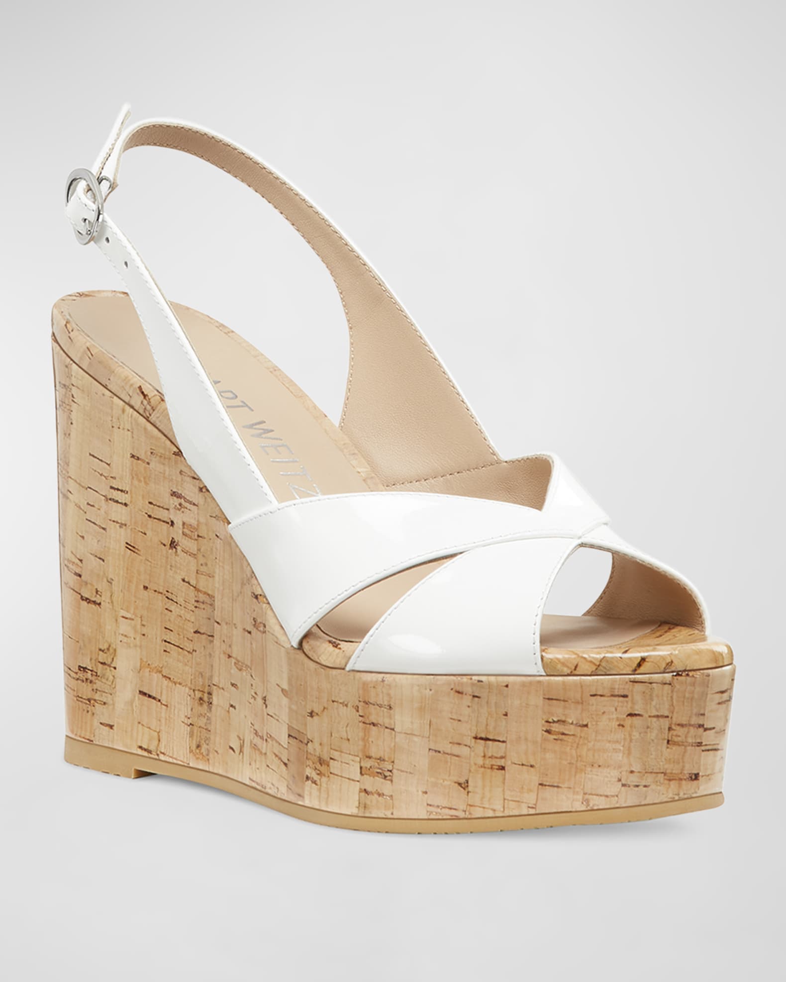 Stuart Weitzman Carmen Patent Slingback Wedge Sandals | Neiman Marcus