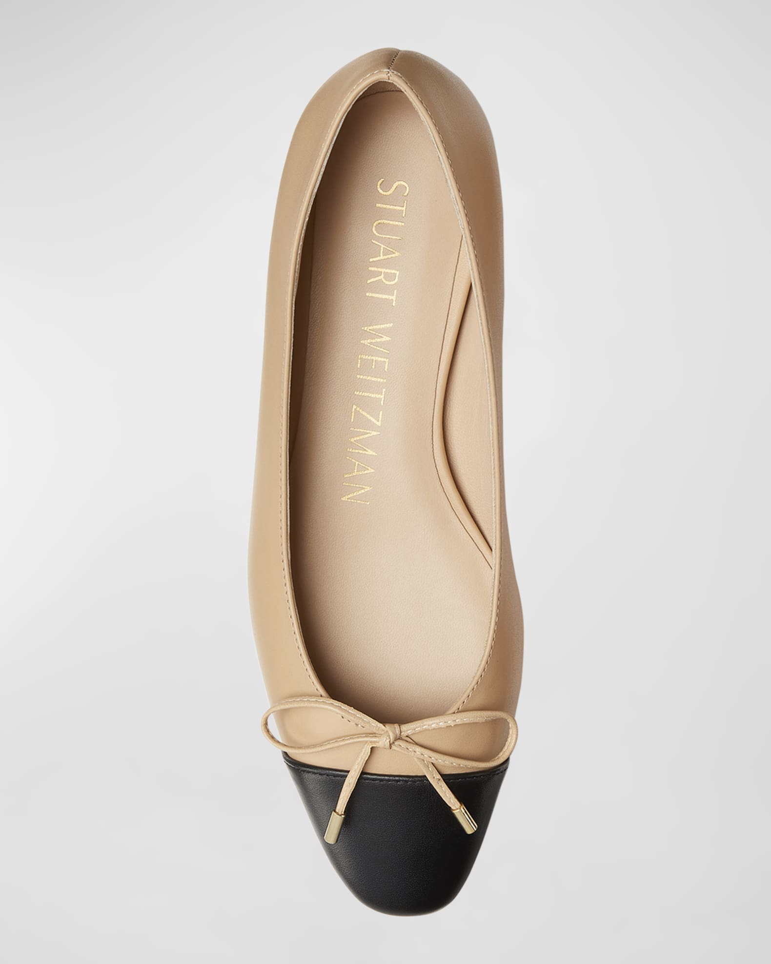 Stuart Weitzman Sleek Bicolor Bow Ballerina Flats | Neiman Marcus