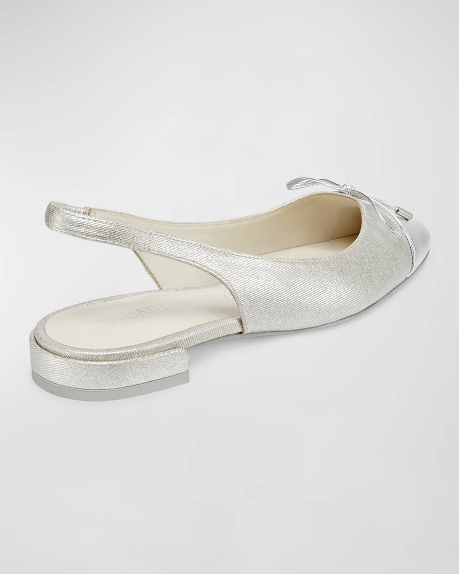 Stuart Weitzman Sleek Metallic Bow Slingback Ballerina Flats | Neiman ...