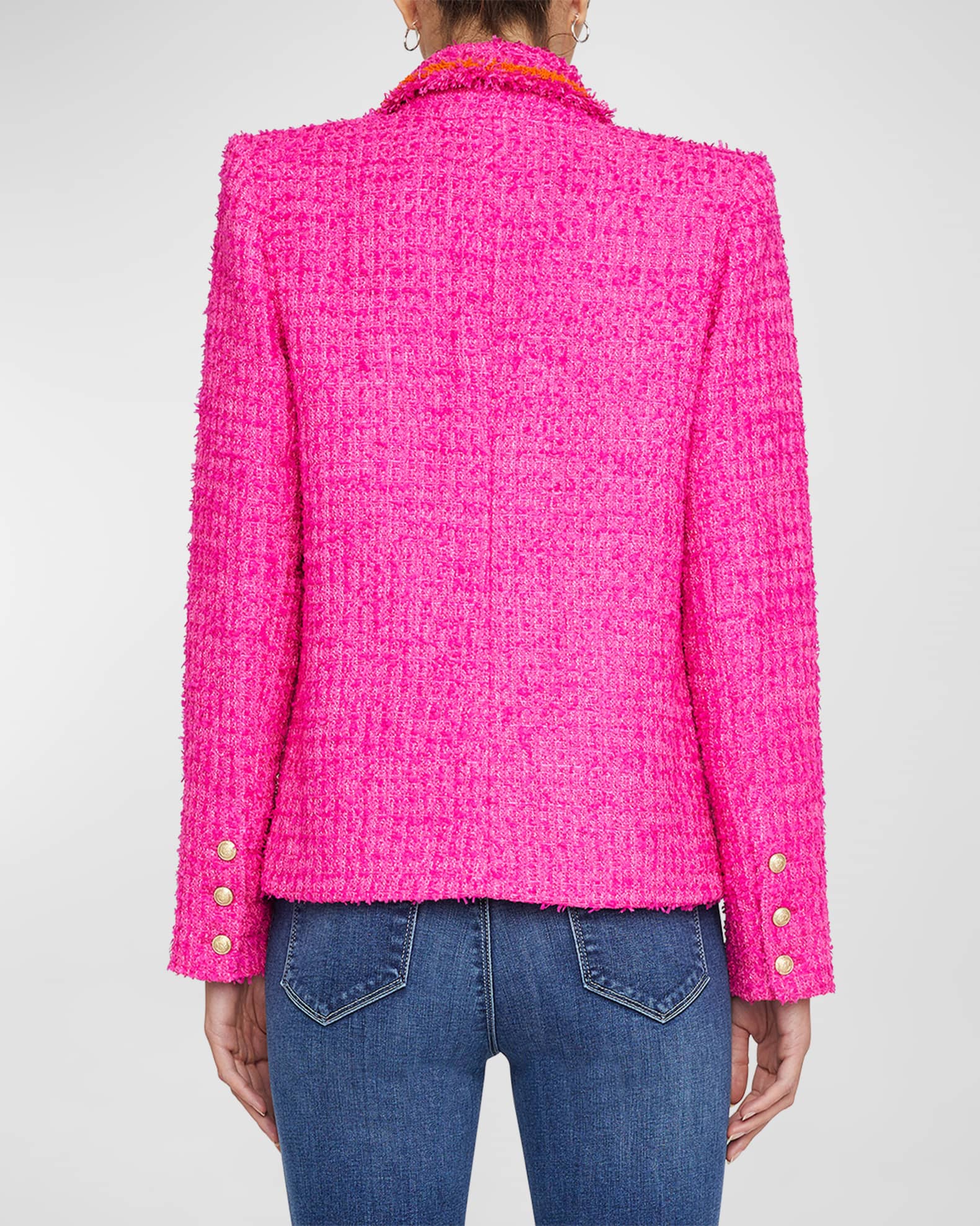 L'Agence Alectra Neon Tweed Collared Jacket | Neiman Marcus