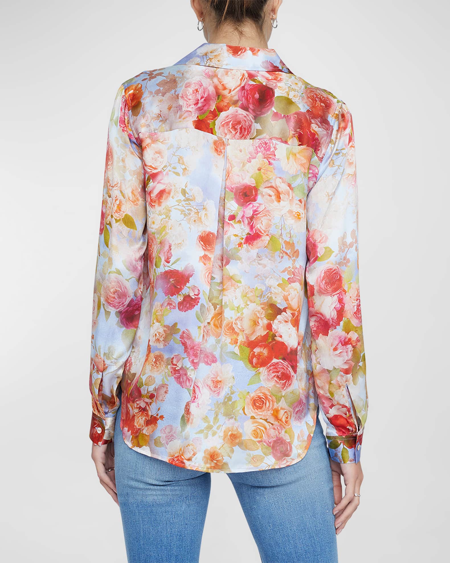 L'Agence Tyler Floral Silk Button-Front Blouse | Neiman Marcus