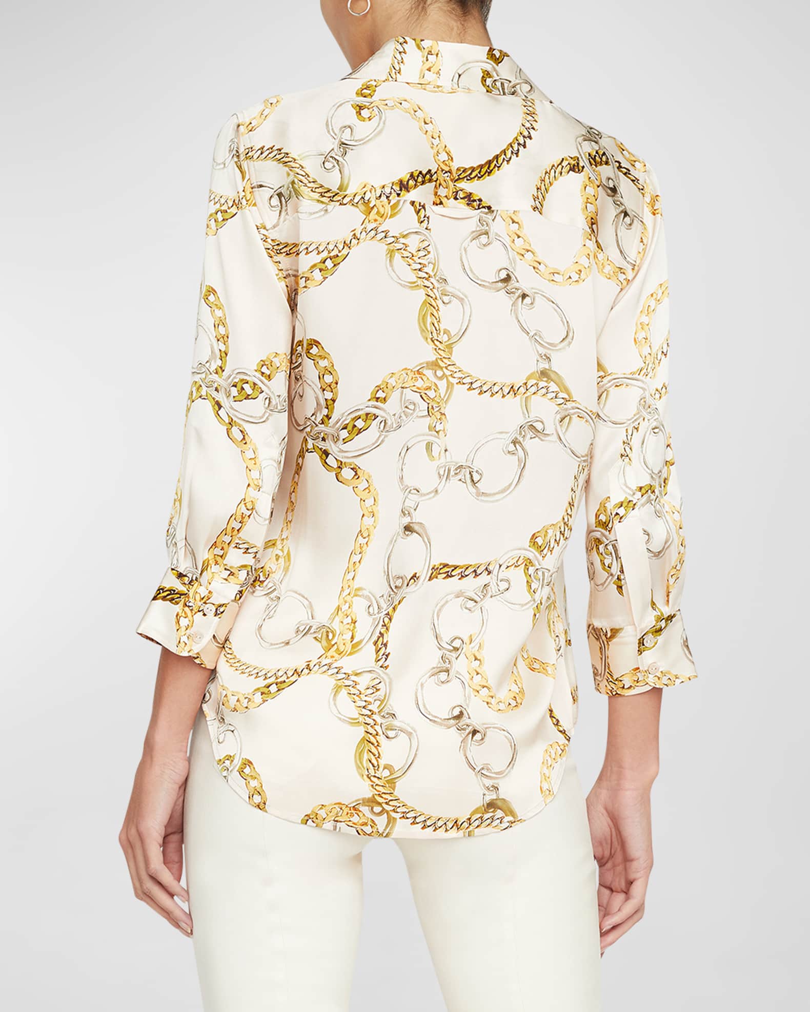 L'Agence Dani Multi Chain Printed Silk Blouse | Neiman Marcus