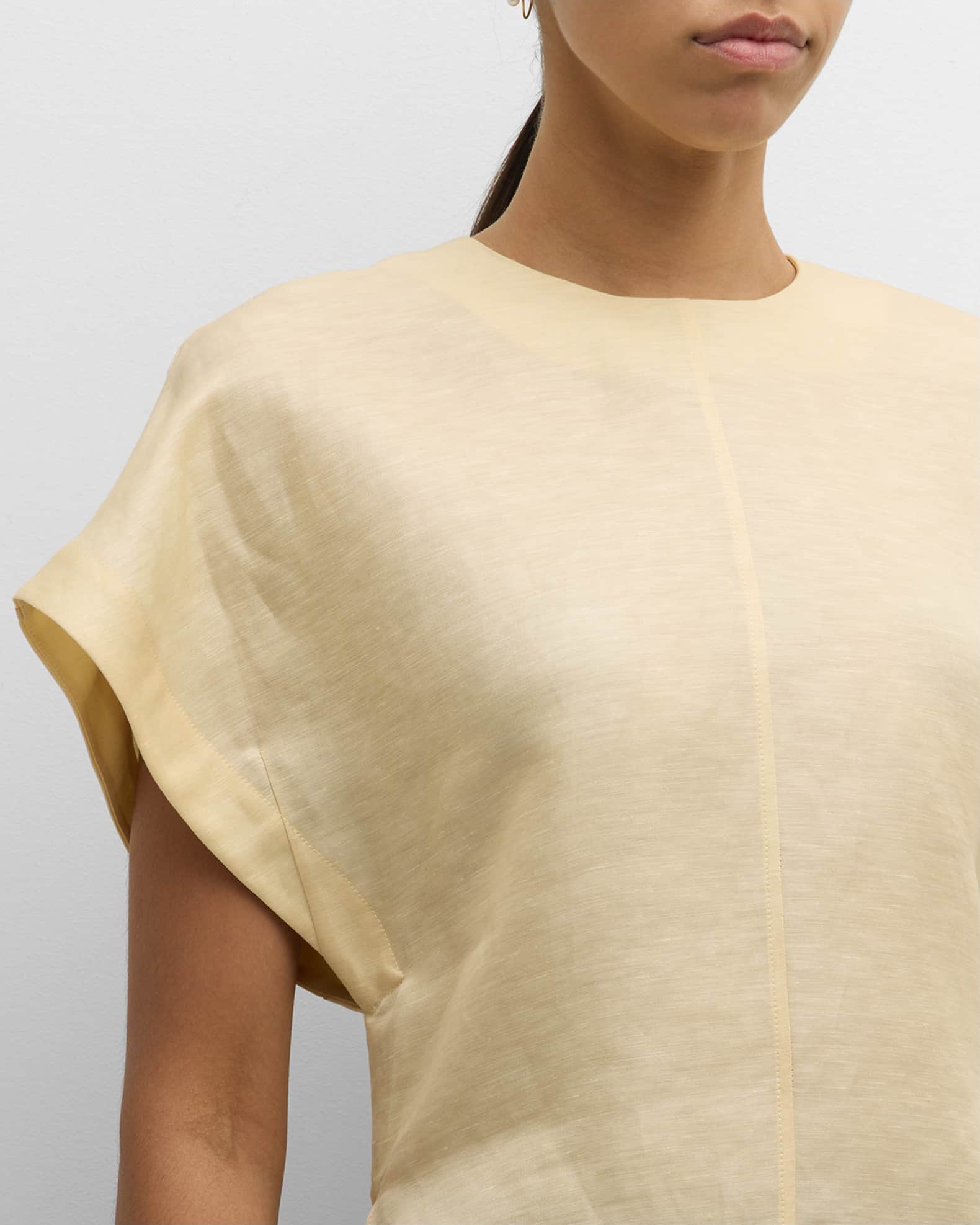 Co Dolman Short-Sleeve Linen-Silk Top | Neiman Marcus