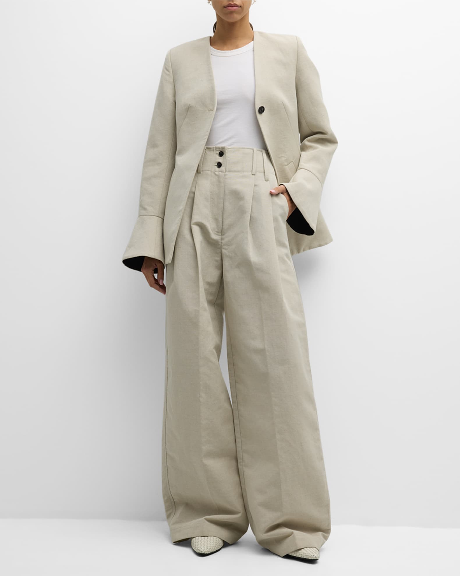 Co High-Rise Pleated Wide-Leg Sack Trousers | Neiman Marcus