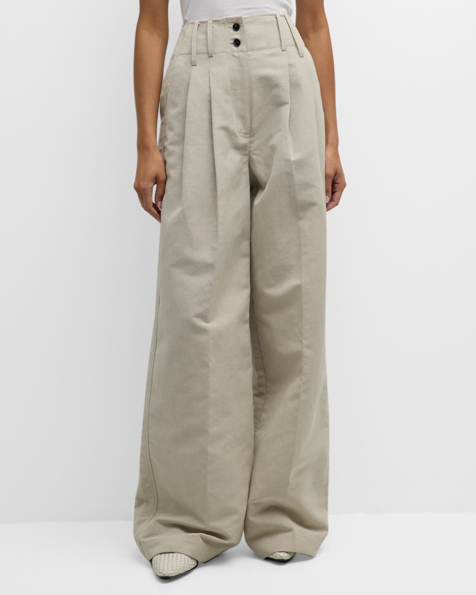 Co High-Rise Pleated Wide-Leg Sack Trousers | Neiman Marcus