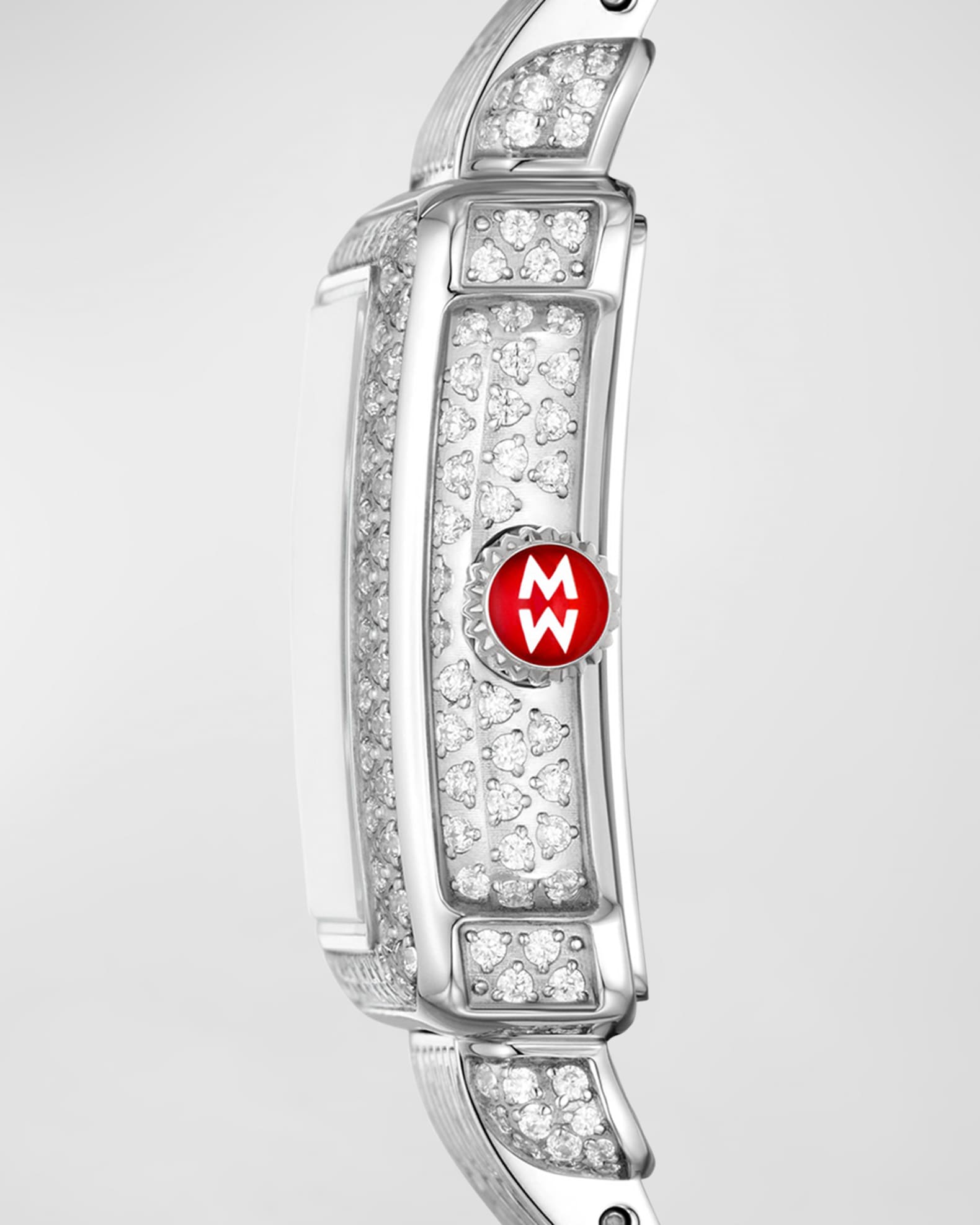 MICHELE Special Edition Deco Mini Stainless Steel Pave Diamond Watch ...