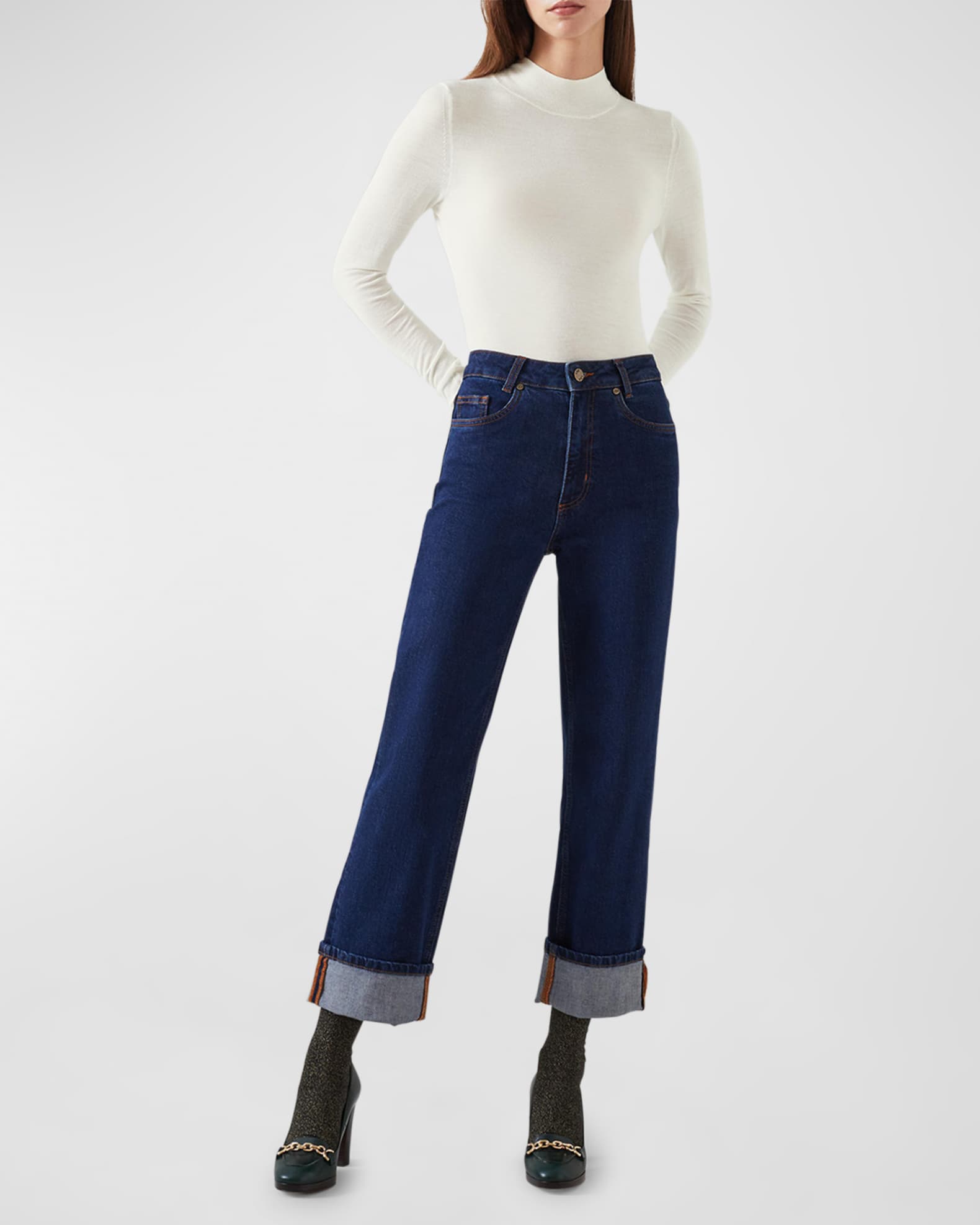 LK Bennett Ellie Mock-Neck Merino Wool Knit Top | Neiman Marcus