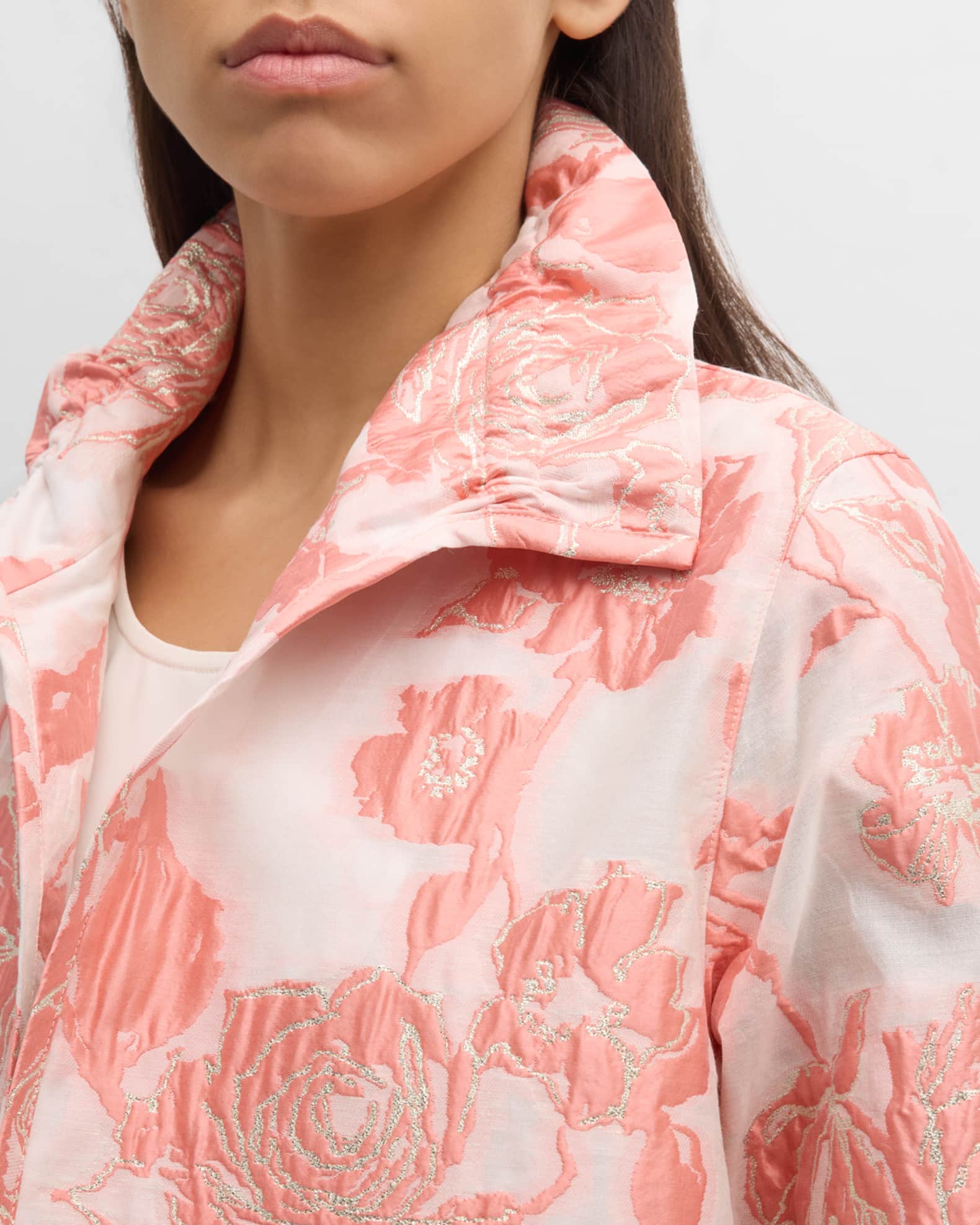 Caroline Rose Carol Rose Metallic Floral Jacquard Jacket | Neiman Marcus