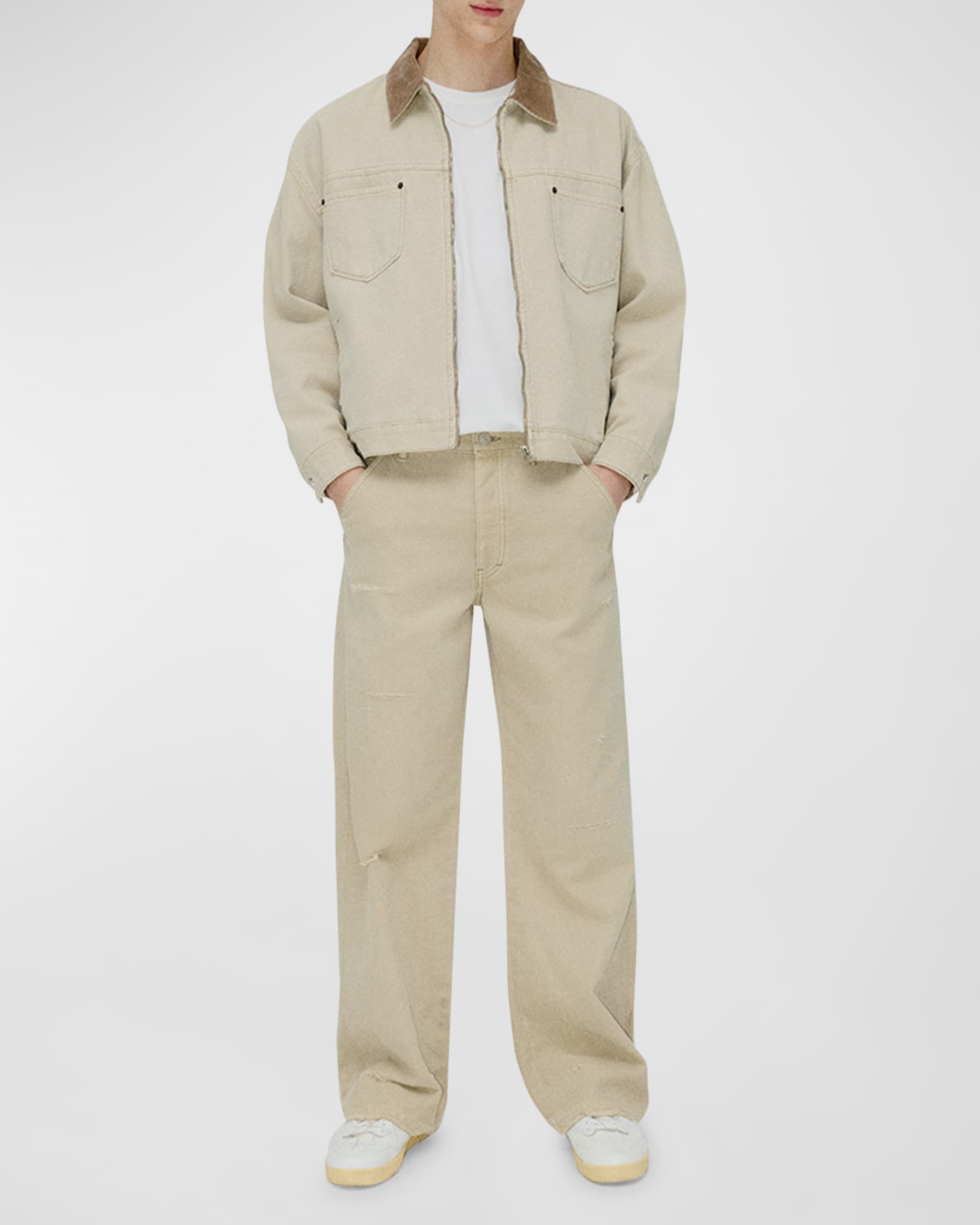 FRAME Men's Canvas Trucker Jacket with Contrast Collar | Neiman Marcus
