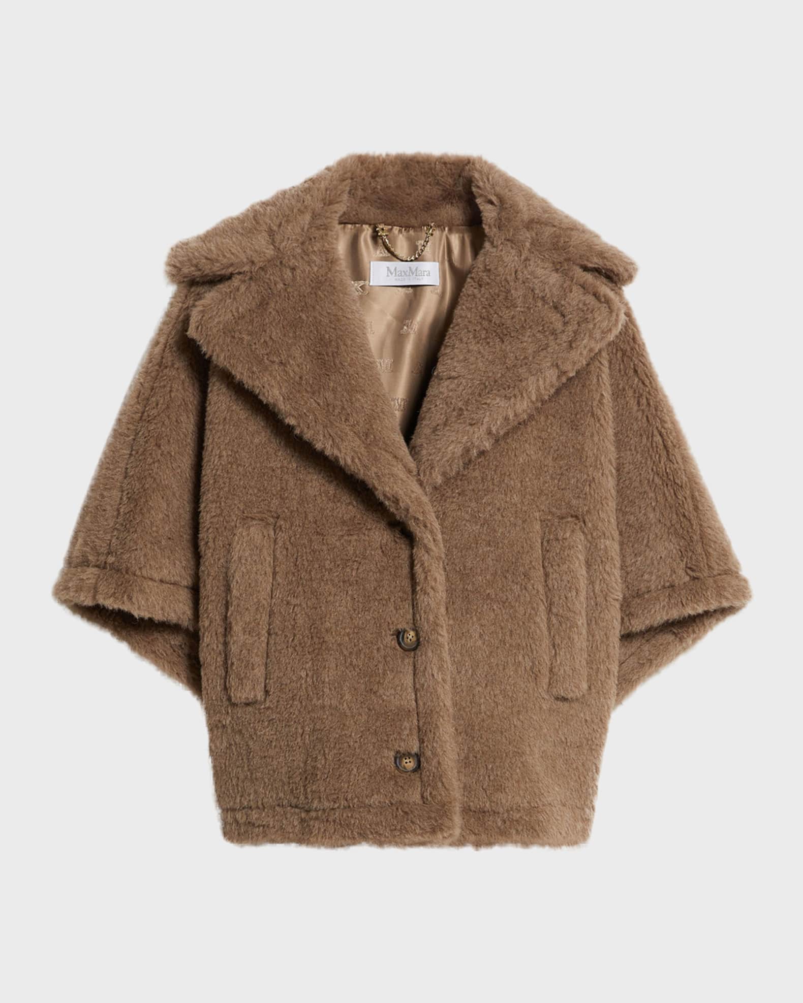 Max Mara Aleggio Fuzzy Wool Cape | Neiman Marcus