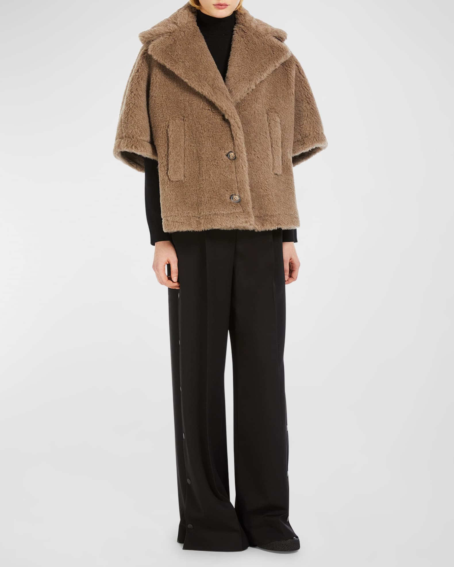 Max Mara Aleggio Fuzzy Wool Cape | Neiman Marcus