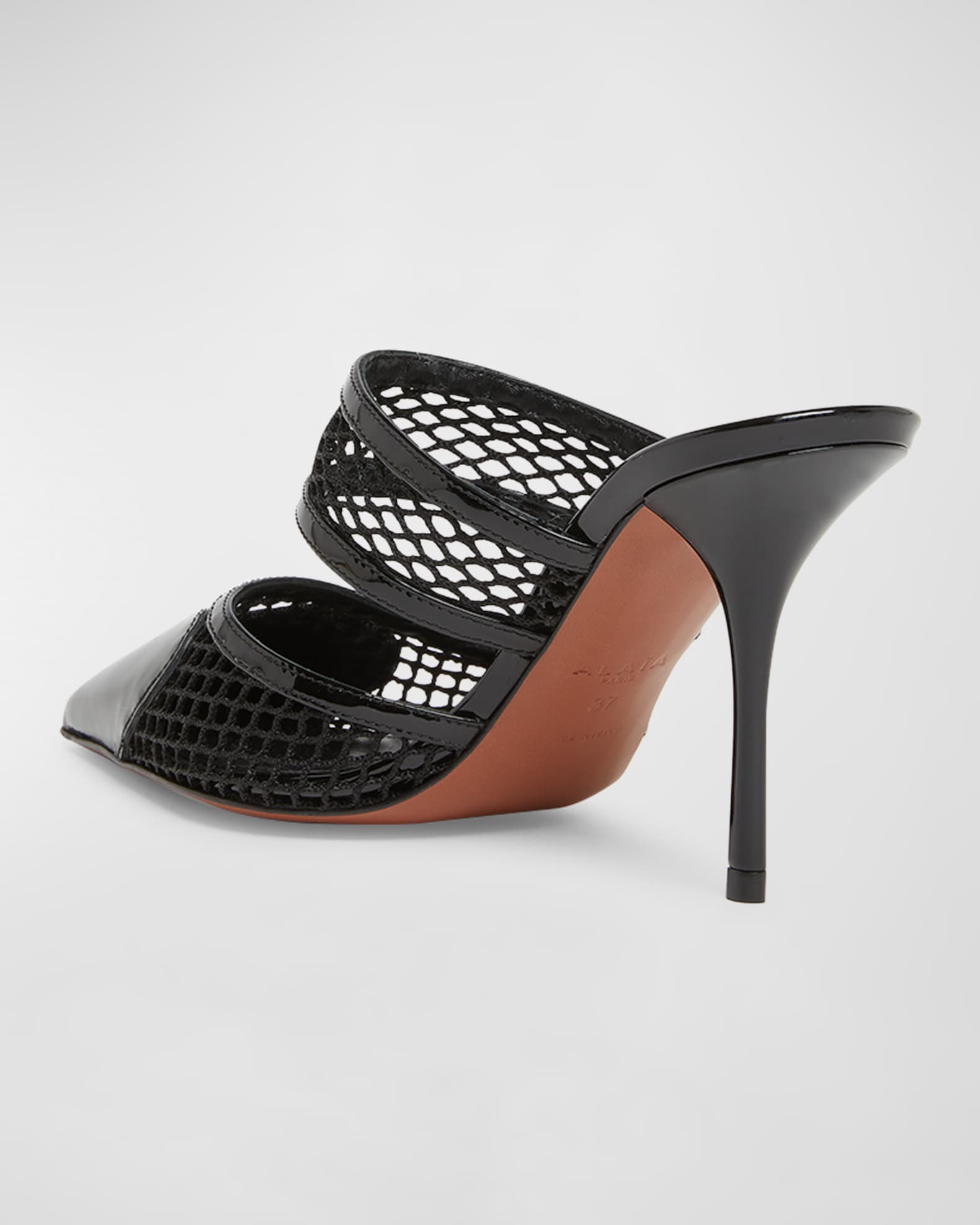 ALAIA Patent Heart-Toe Stiletto Mules | Neiman Marcus