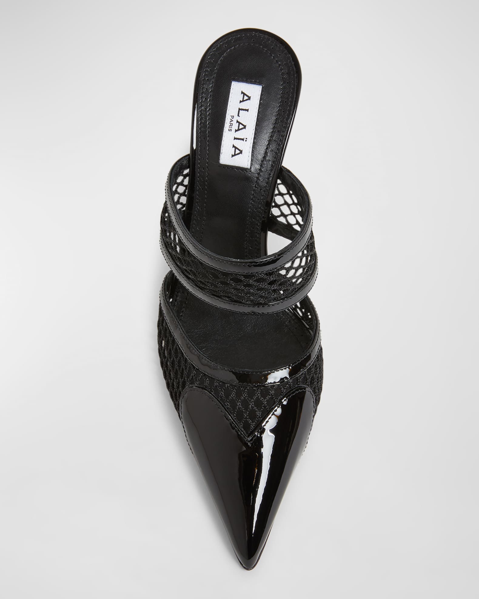 ALAIA Patent Heart-Toe Stiletto Mules | Neiman Marcus