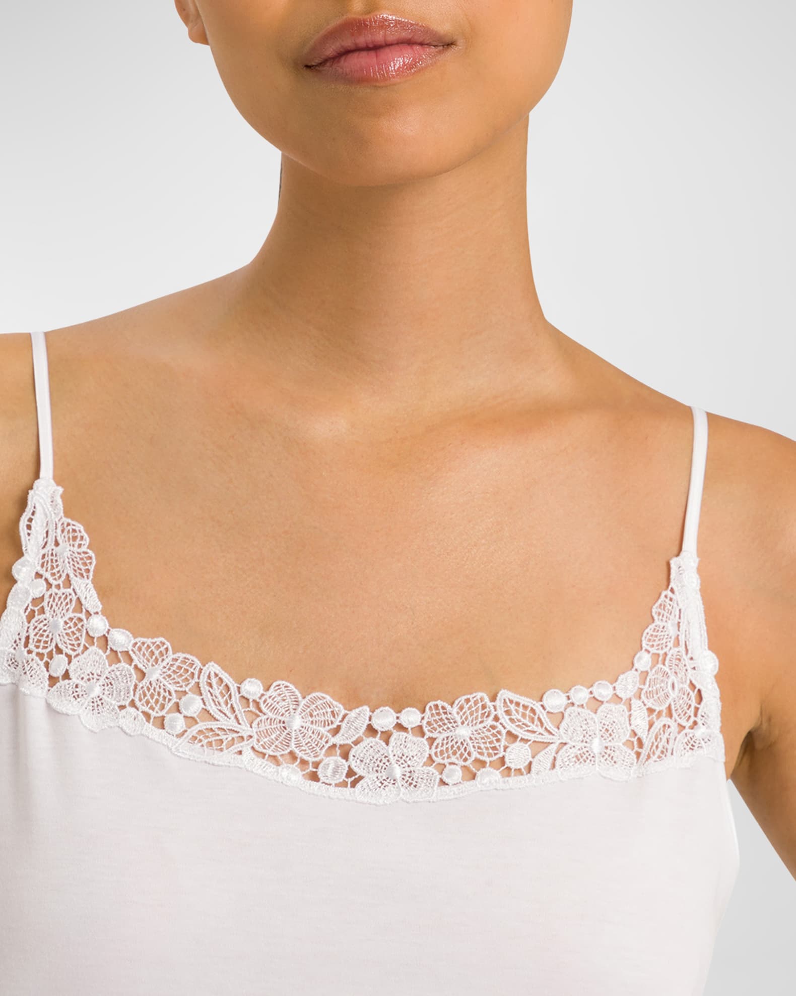 Hanro Michelle Lace-Trim Supima Cotton Chemise | Neiman Marcus