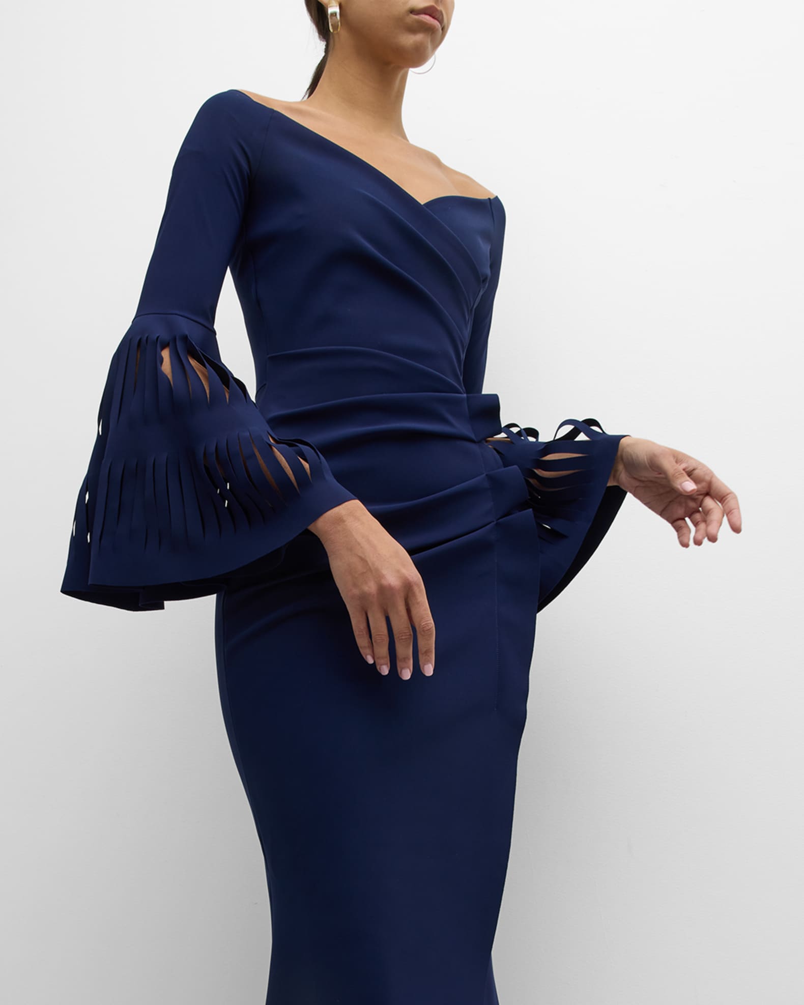 Chiara Boni La Petite Robe Pleated Cutout Bell-Sleeve Mermaid Gown ...