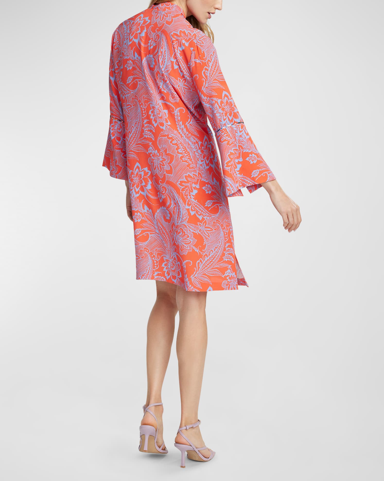 Robert Graham Brenna Floral-Print Bell-Sleeve Midi Dress | Neiman Marcus