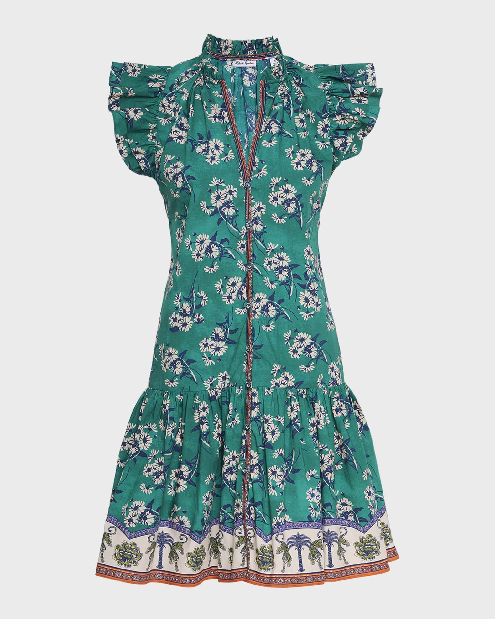 Robert Graham Savannah Floral-Print Flounce Ruffle Mini Dress | Neiman Marcus