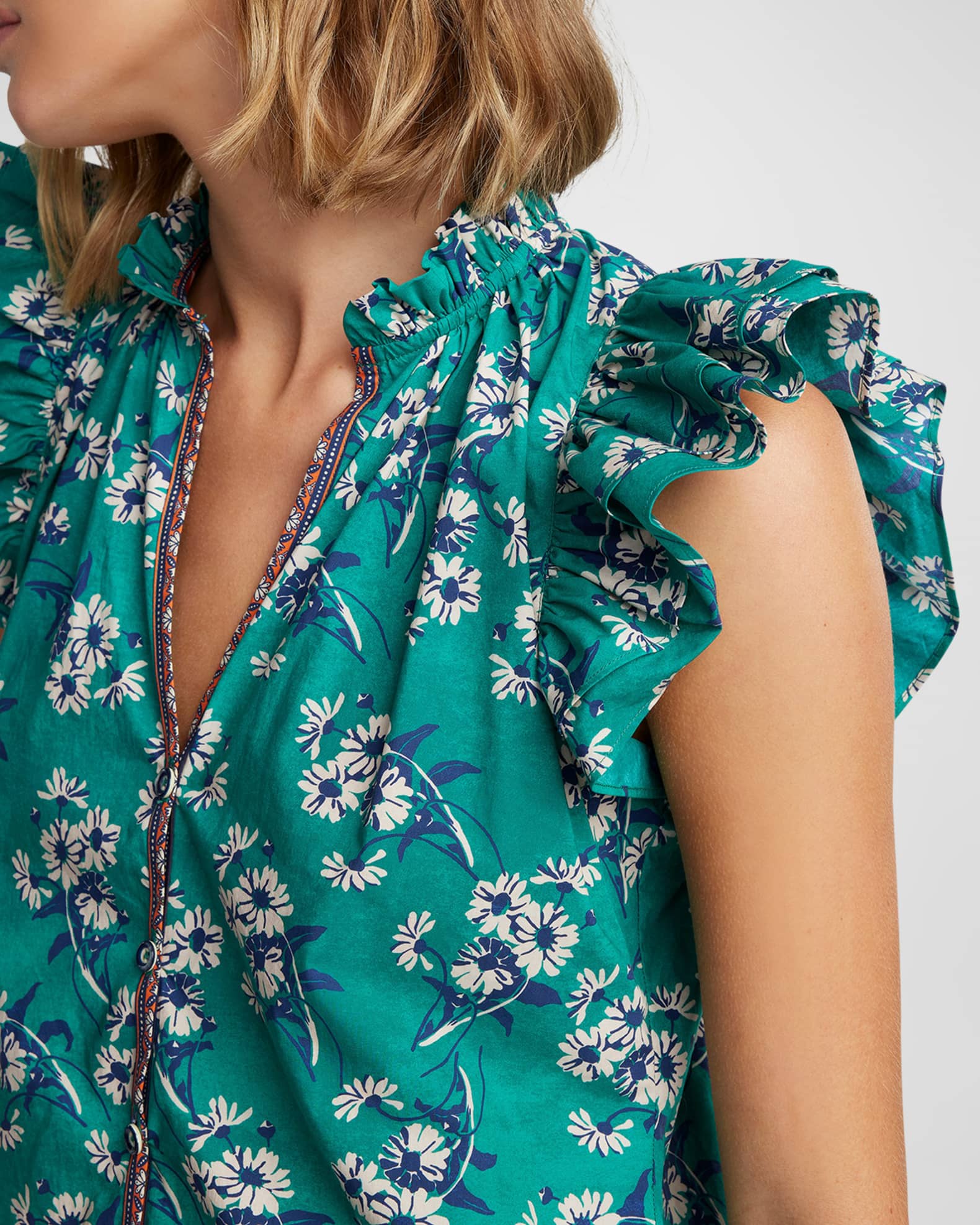 Robert Graham Savannah Floral-Print Flounce Ruffle Mini Dress | Neiman Marcus