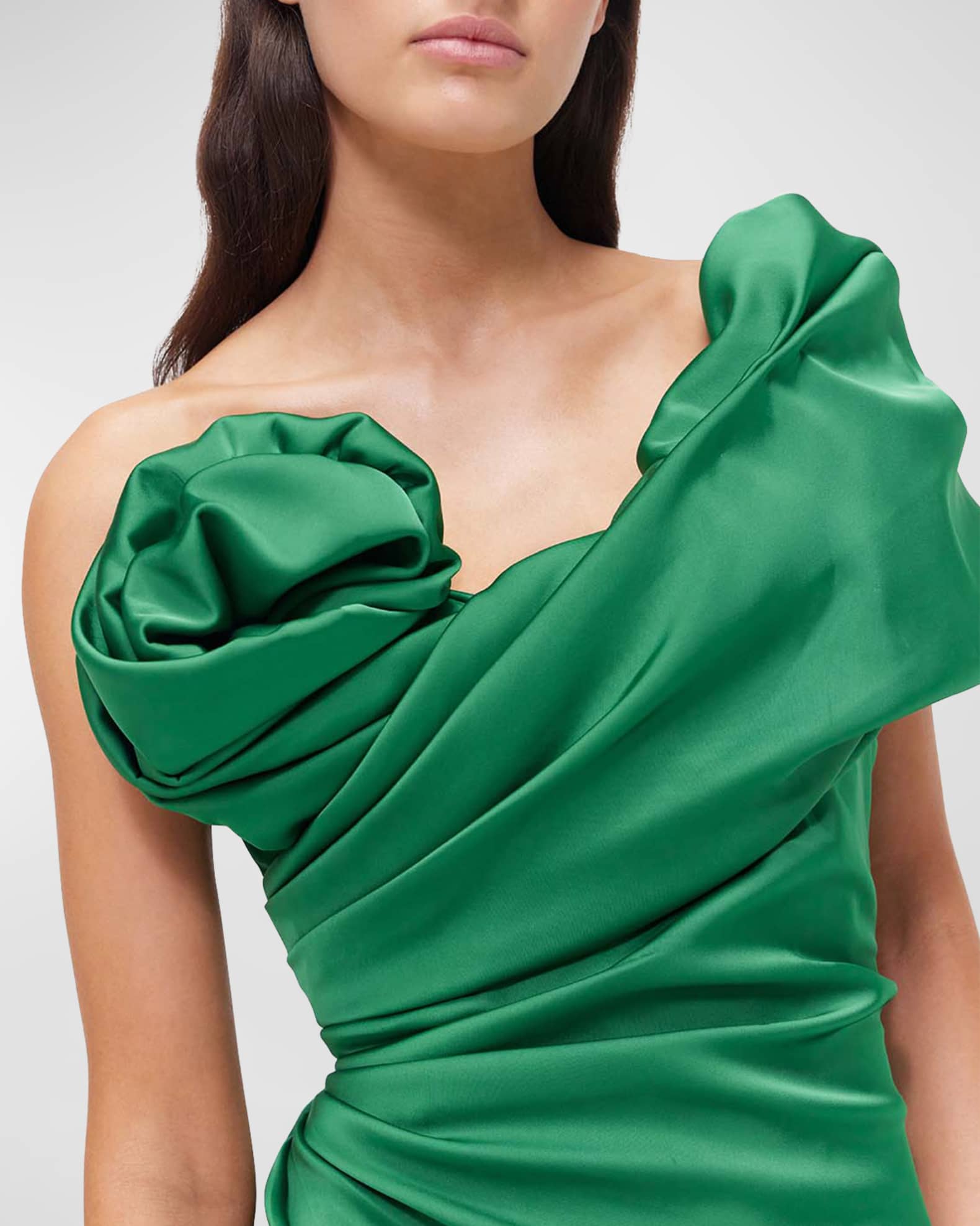 Rachel Gilbert Edan Off-Shoulder Ruched Trumpet Gown | Neiman Marcus