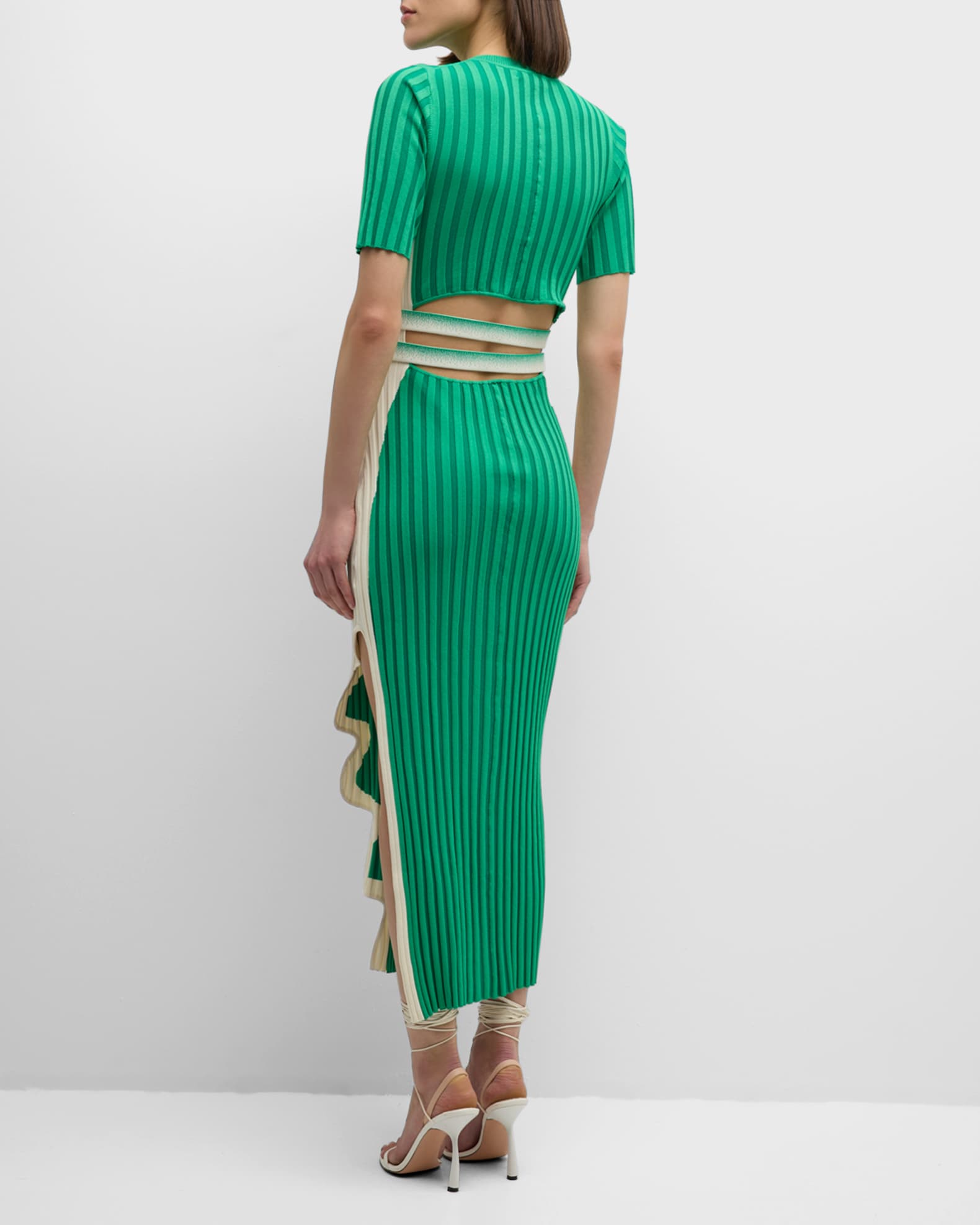 PH5 Jodie Two-Tone Wavy Side-Slit Midi Dress | Neiman Marcus