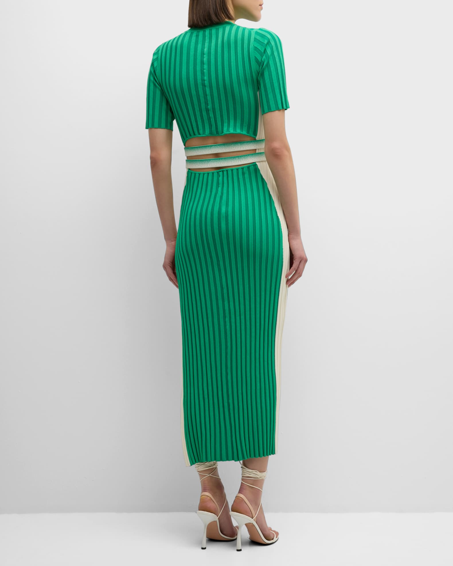 PH5 Jodie Two-Tone Wavy Side-Slit Midi Dress | Neiman Marcus