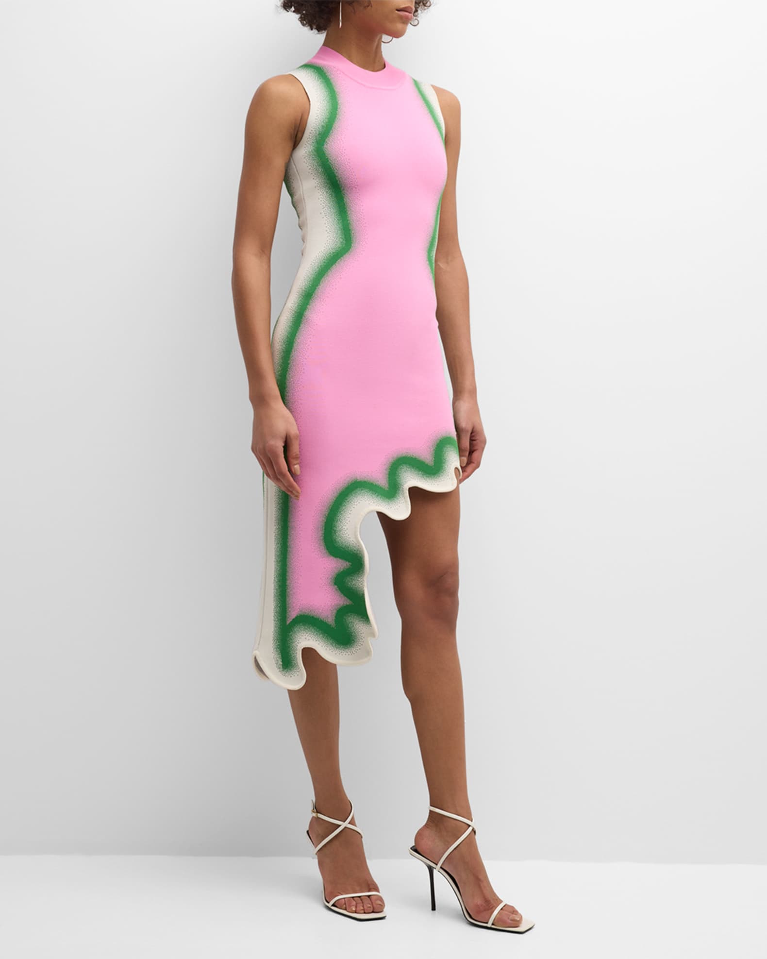 PH5 Brooklyn Wavy Asymmetric Sleeveless Midi Dress | Neiman Marcus