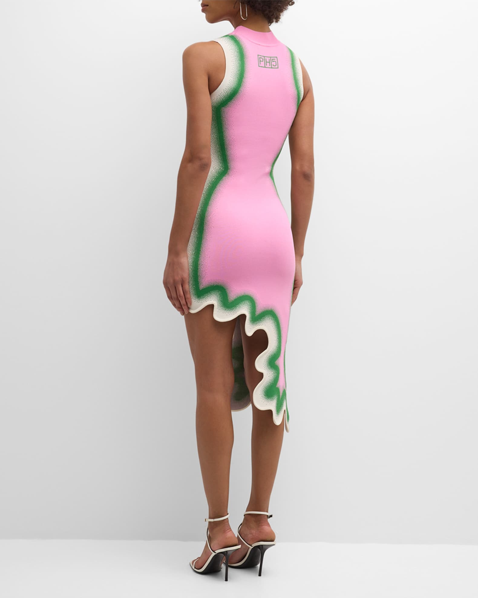 PH5 Brooklyn Wavy Asymmetric Sleeveless Midi Dress | Neiman Marcus