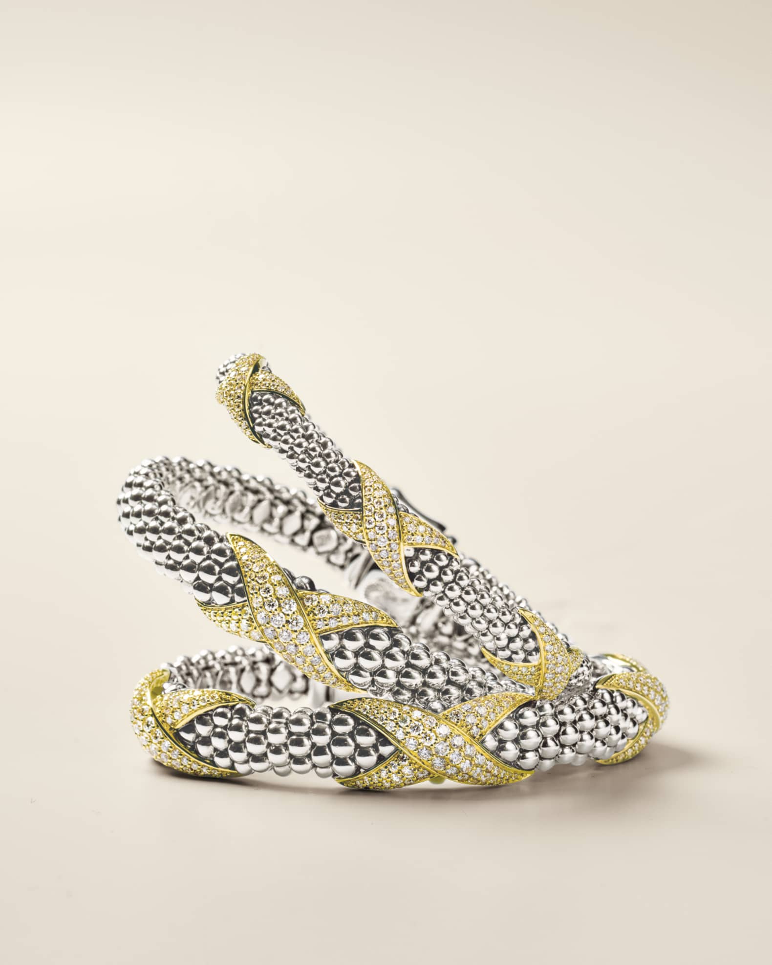 LAGOS Sterling Silver and 18K Embrace Diamond Pave Rope Bracelet ...