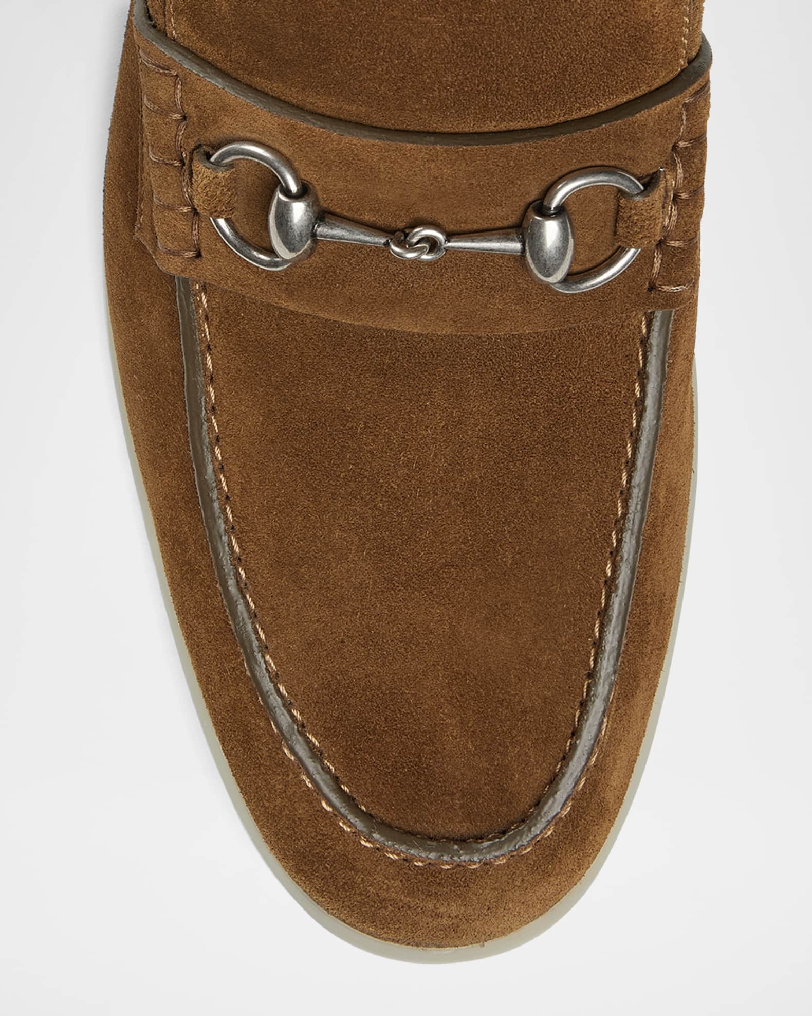 Gucci Men's Konrad Suede Bit Loafers | Neiman Marcus