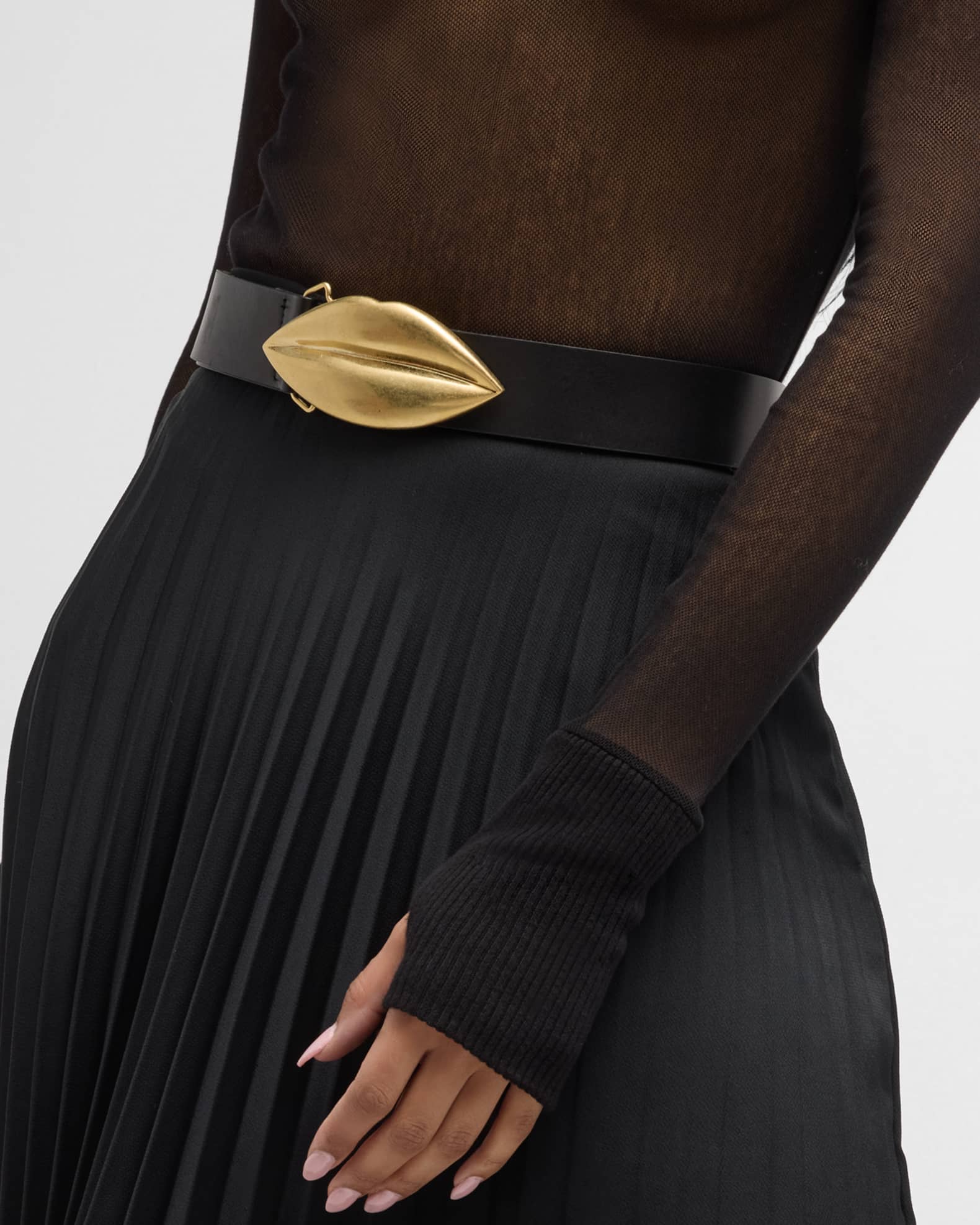 Streets Ahead Golden Lip Smooth Leather Belt | Neiman Marcus