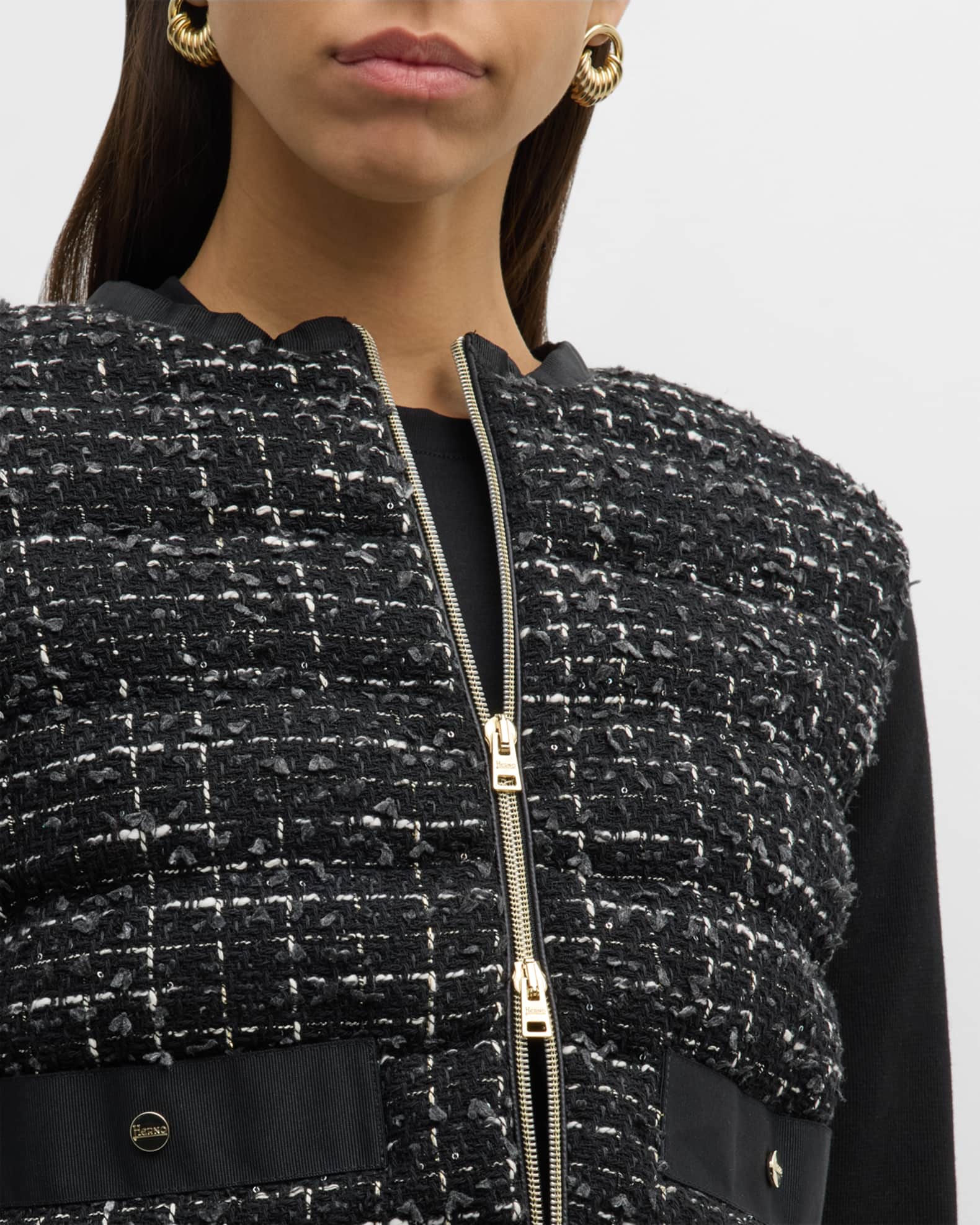 Herno Short Sequined Tweed Jacket | Neiman Marcus