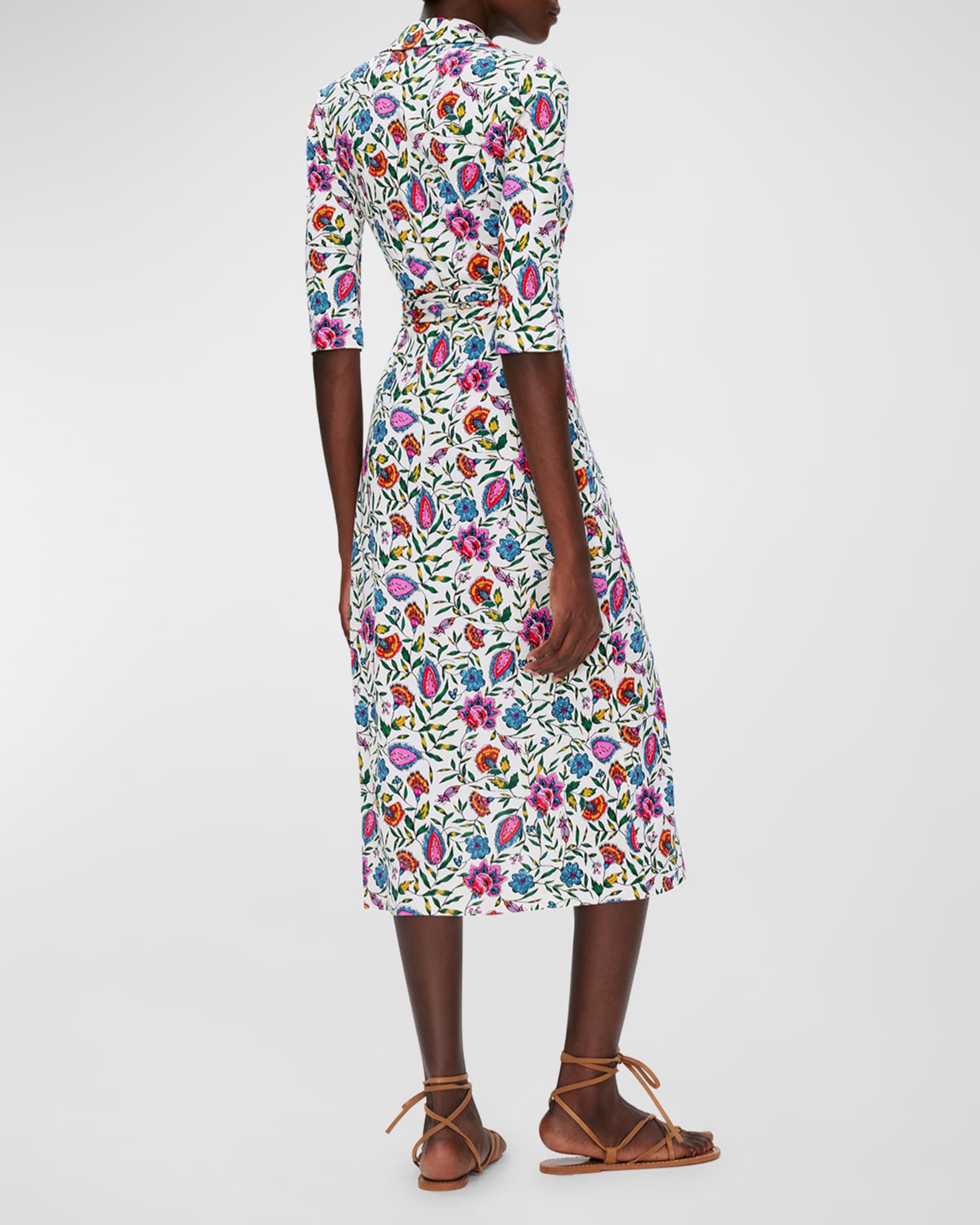Diane von Furstenberg Abigail Floral-Print Midi Wrap Dress | Neiman Marcus