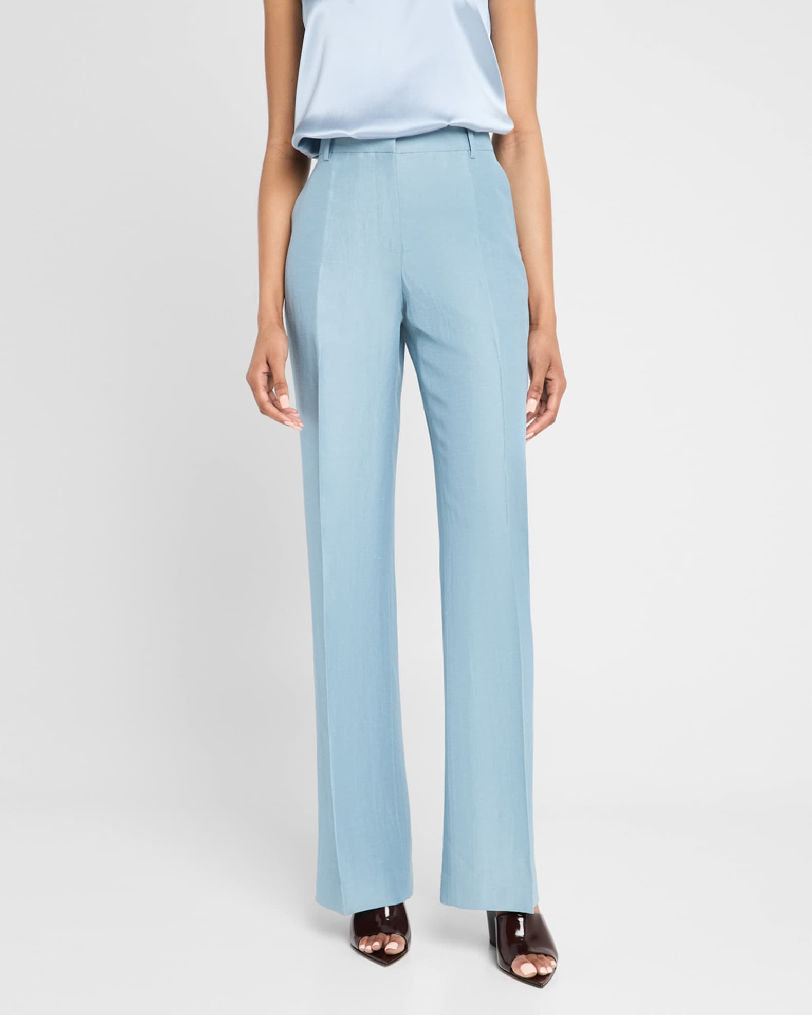 Lafayette 148 New York Gates High-Rise Straight-Leg Linen-Blend Pants ...
