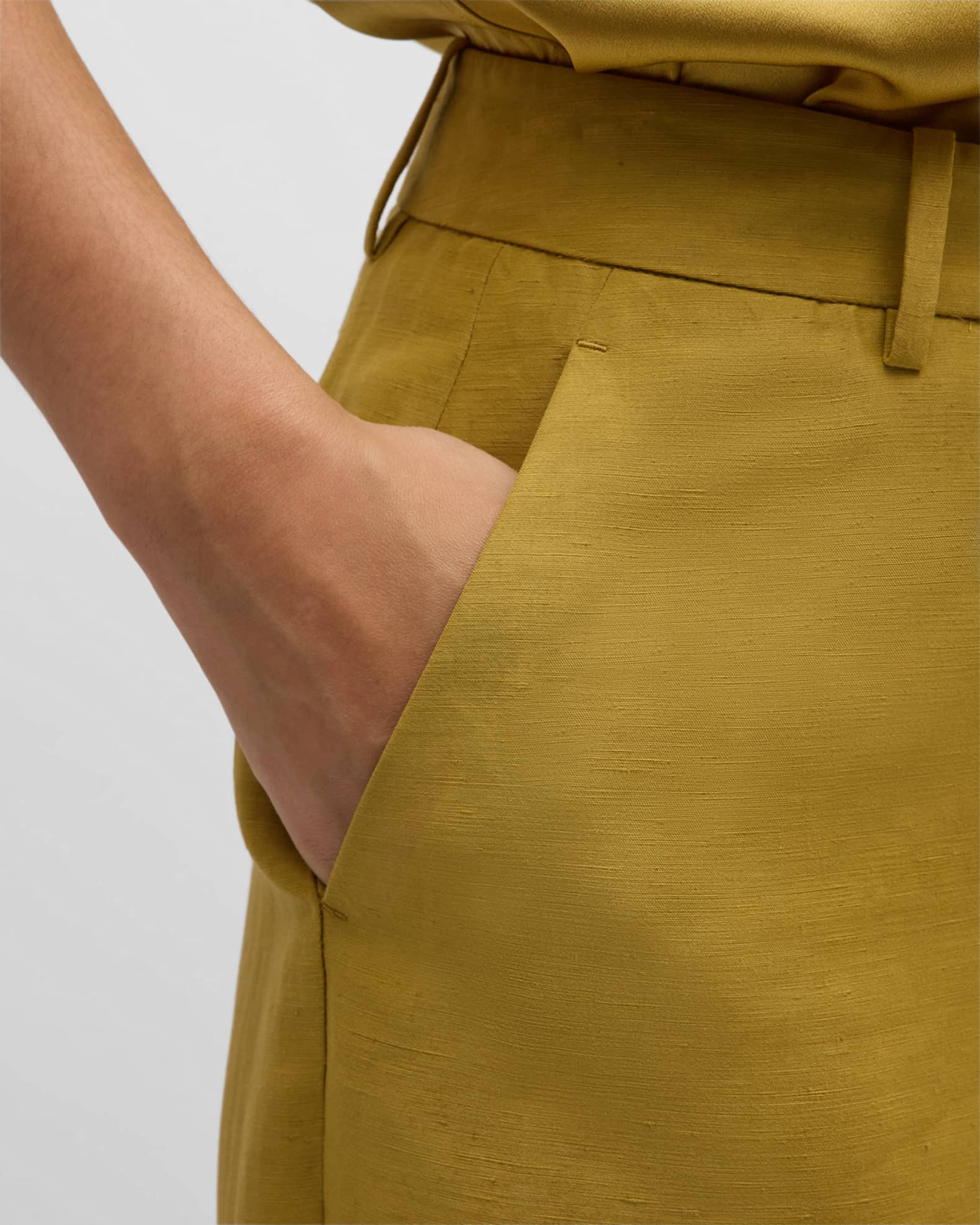 Lafayette 148 New York Gates High-Rise Straight-Leg Linen-Blend Pants ...