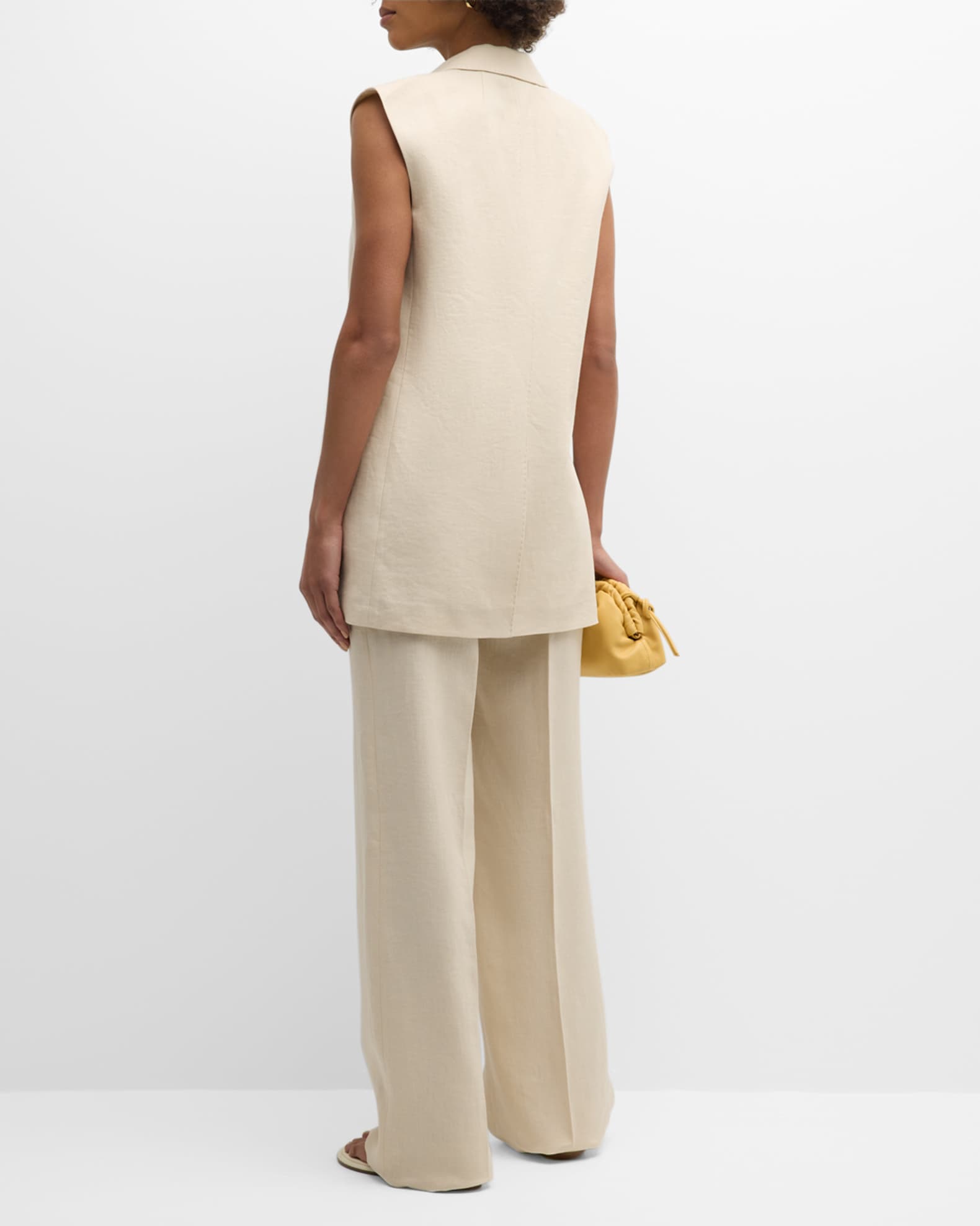 Lafayette 148 New York Single-Button Pick Stitch Vest | Neiman Marcus