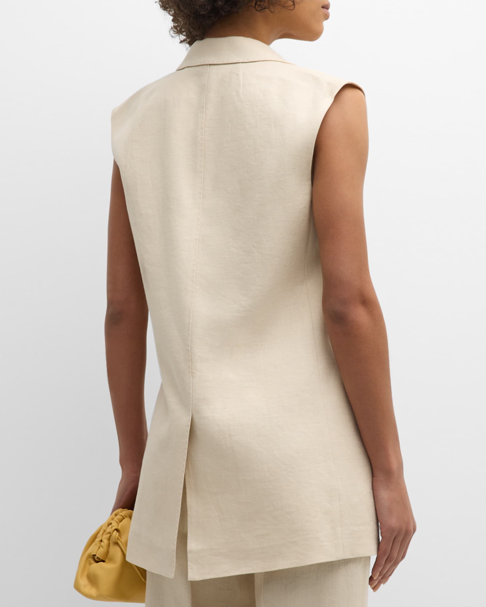 Lafayette 148 New York Single-Button Pick Stitch Vest | Neiman Marcus